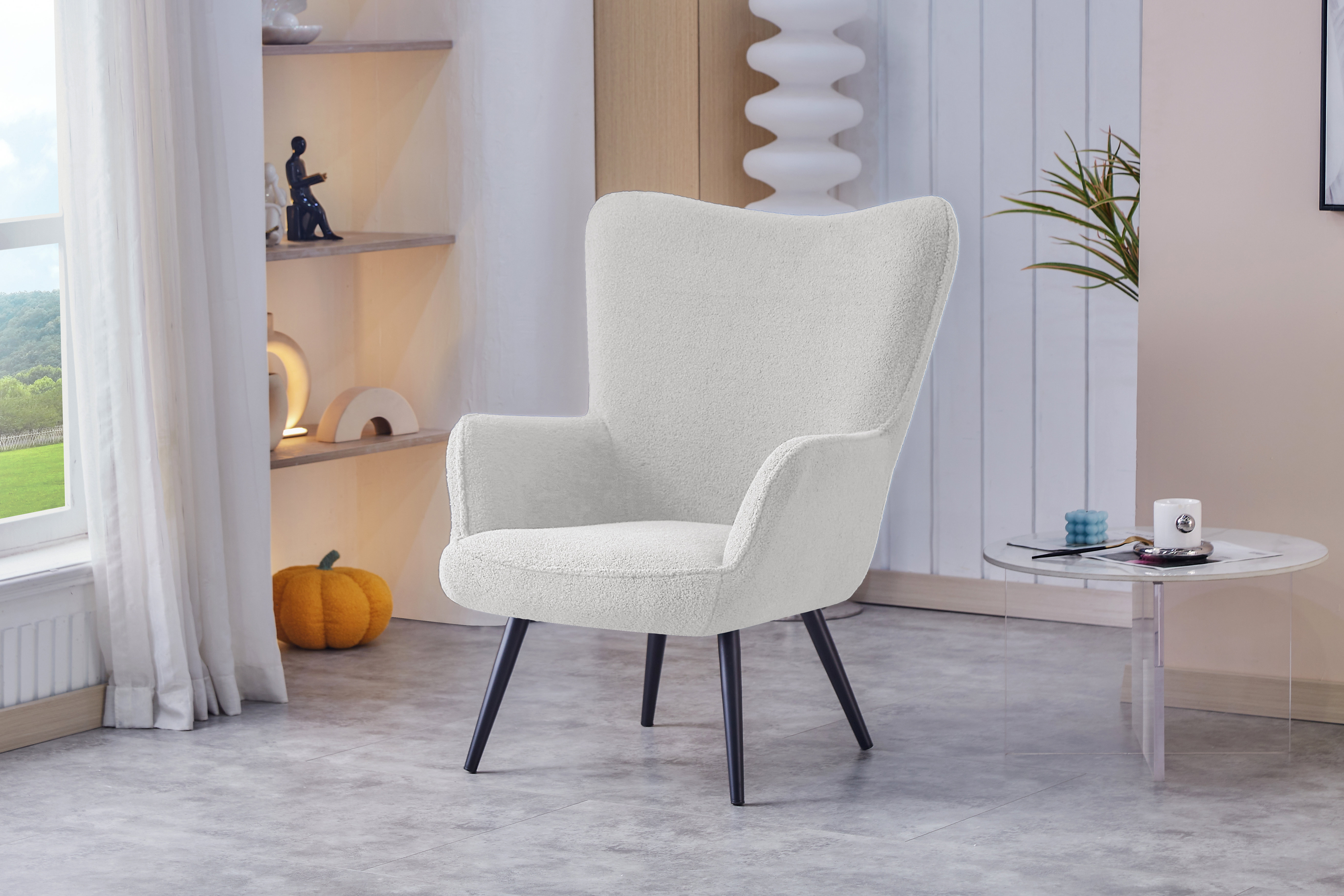Wade Logan® Azzahra Fabric Wingback Accent Chair with Steel Legs ...