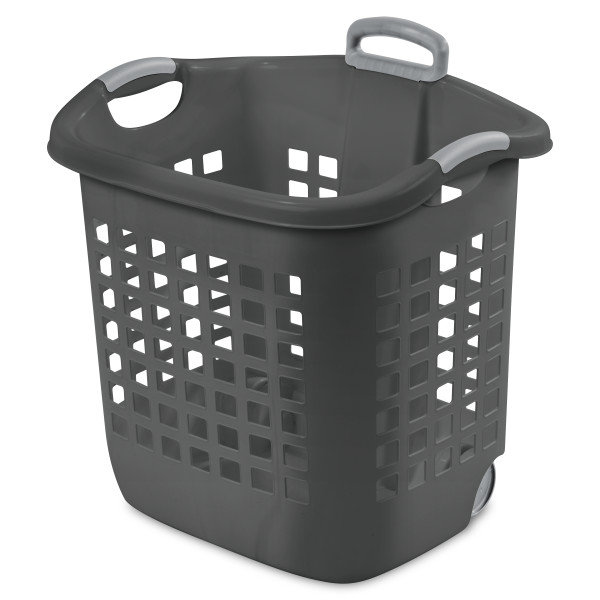 Symple Stuff Wheeled Laundry Basket, 1.7 Bushel with Handles, Grey, 4 ...