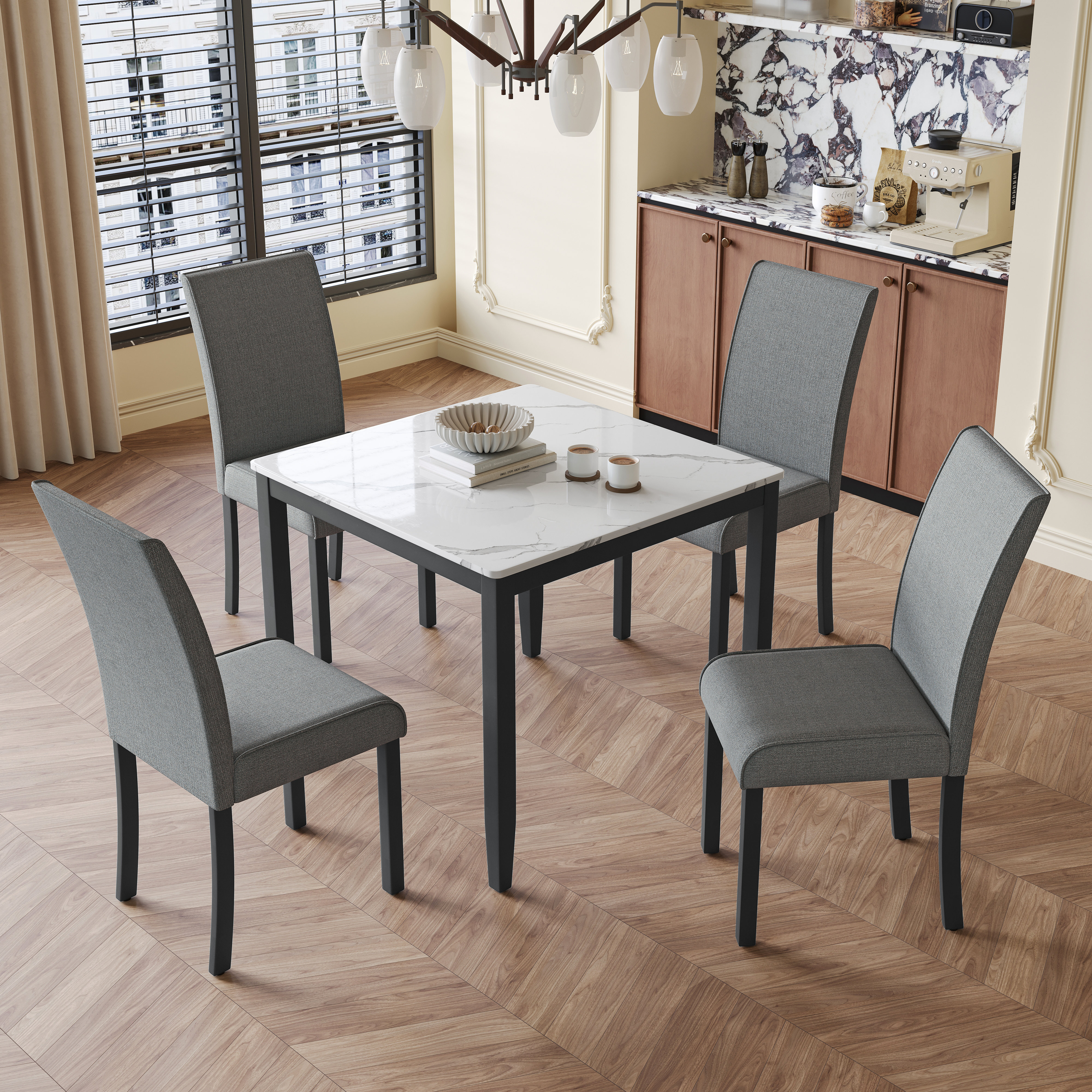 Latitude Run® Borea 4 - Person Wooden-Frame Upholstered Dining Set with ...