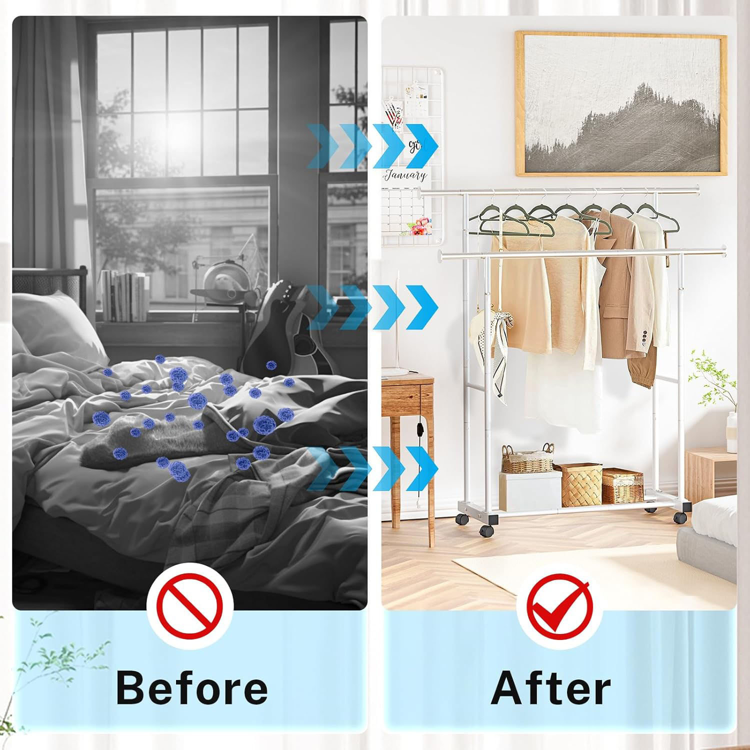 Rebrilliant Double Clothing Rack, 130LB Capacity Heavy Duty Garment ...