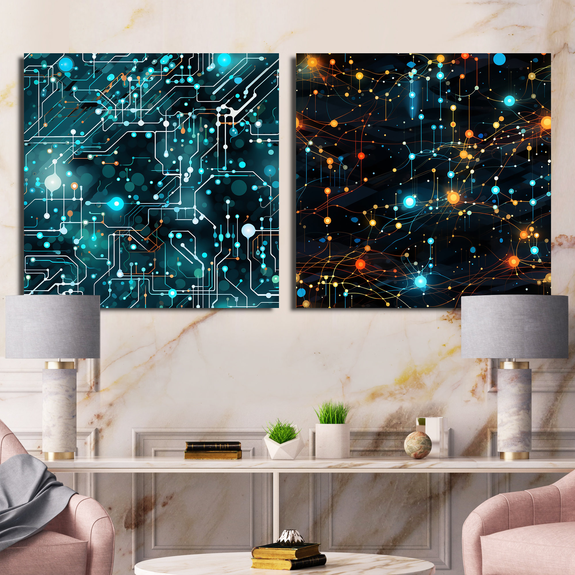 Design Art Blue Quantum Matrix Vision Geometric - Abstract Collages ...