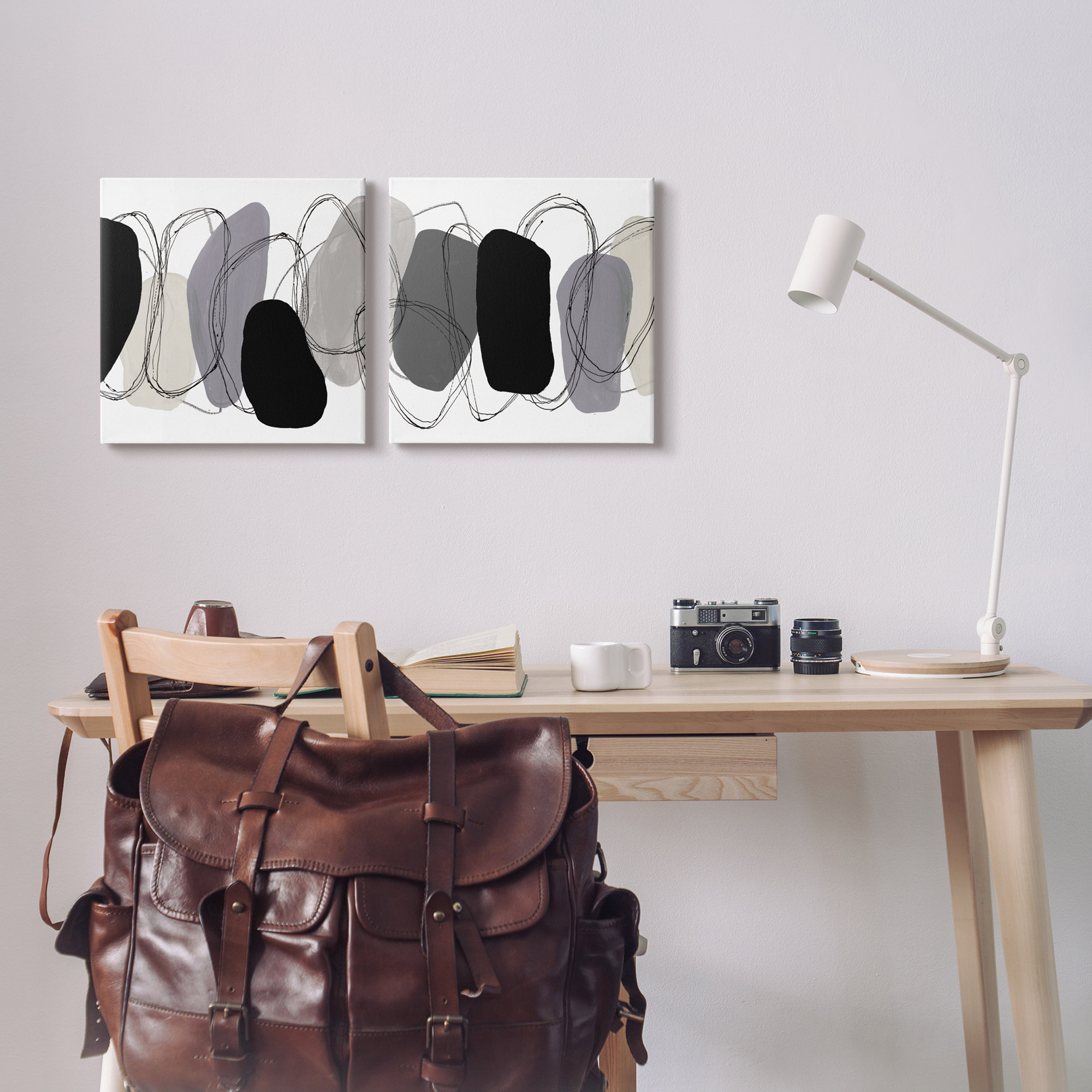 Stupell Industries Contemporary Oblique Circular Shapes Scribble ...