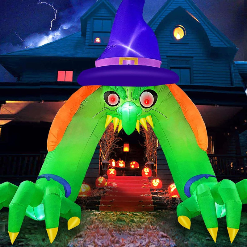 The Holiday Aisle® Spooky 12FT Green Witch Archway for Halloween | Wayfair