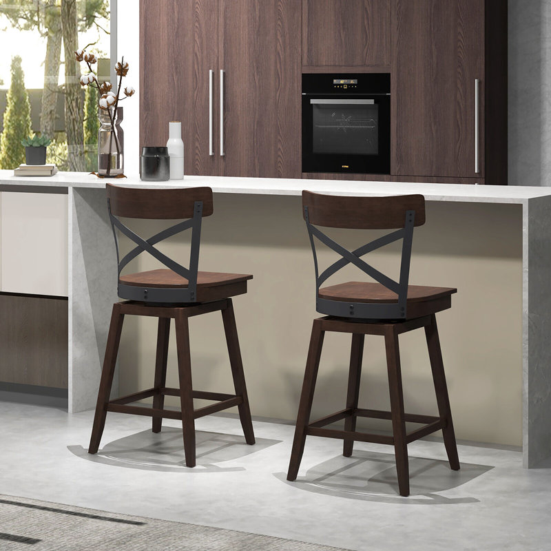 17 Stories Marjola Swivel Solid Wood Stool | Wayfair
