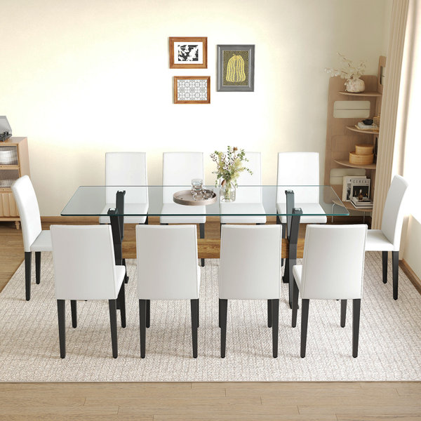 Red Barrel Studio® Table And Chair Set.79"X31.5" Inch Tempered Glass ...