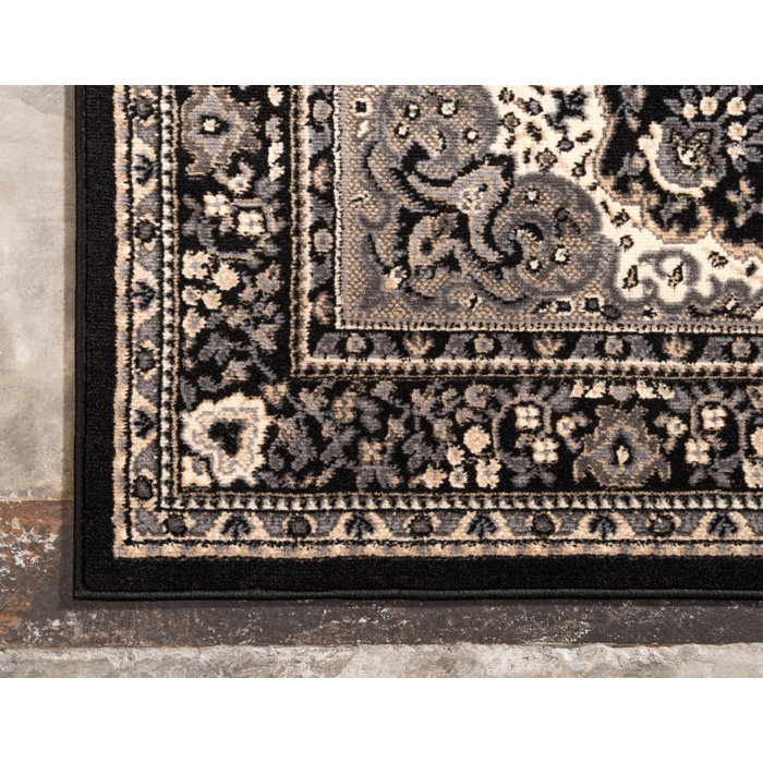 World Menagerie Balthrop Oriental Black Area Rug & Reviews | Wayfair