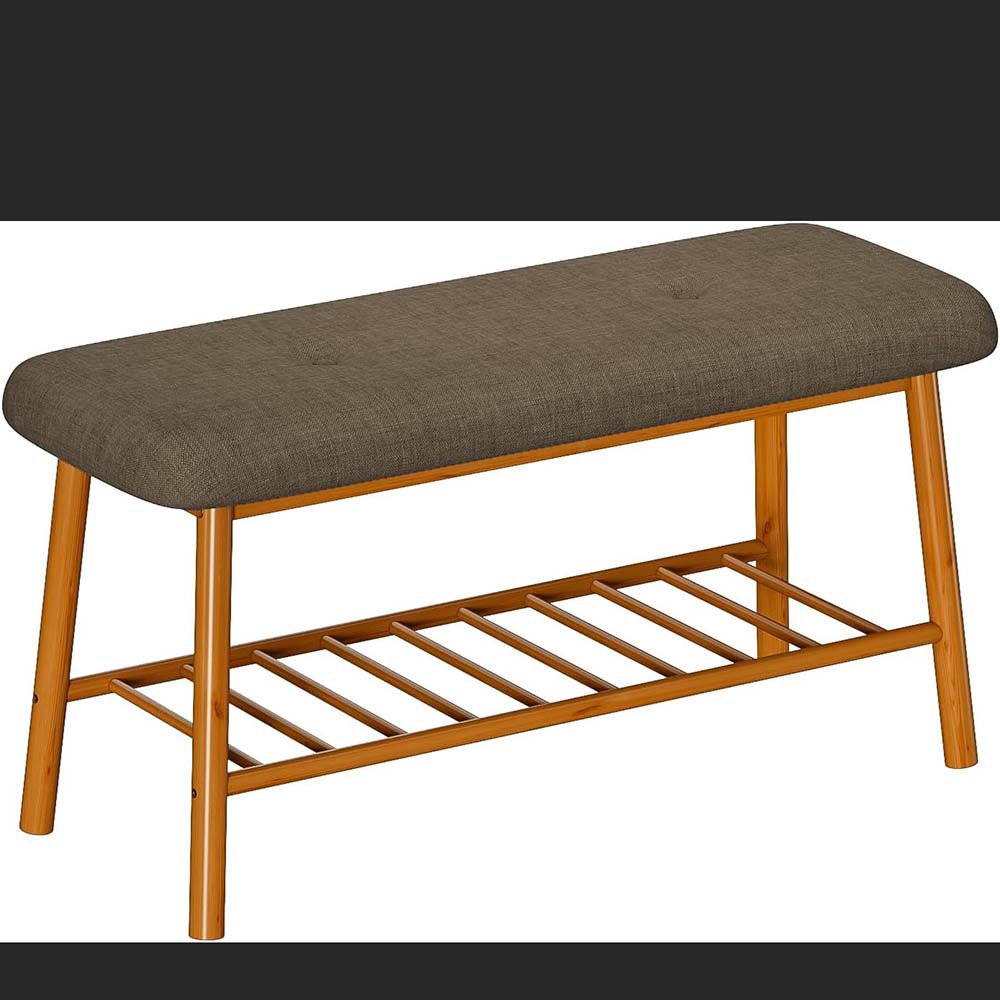 George Oliver 2-Tier Bamboo Bench Storage With Cushion Storage Benches ...