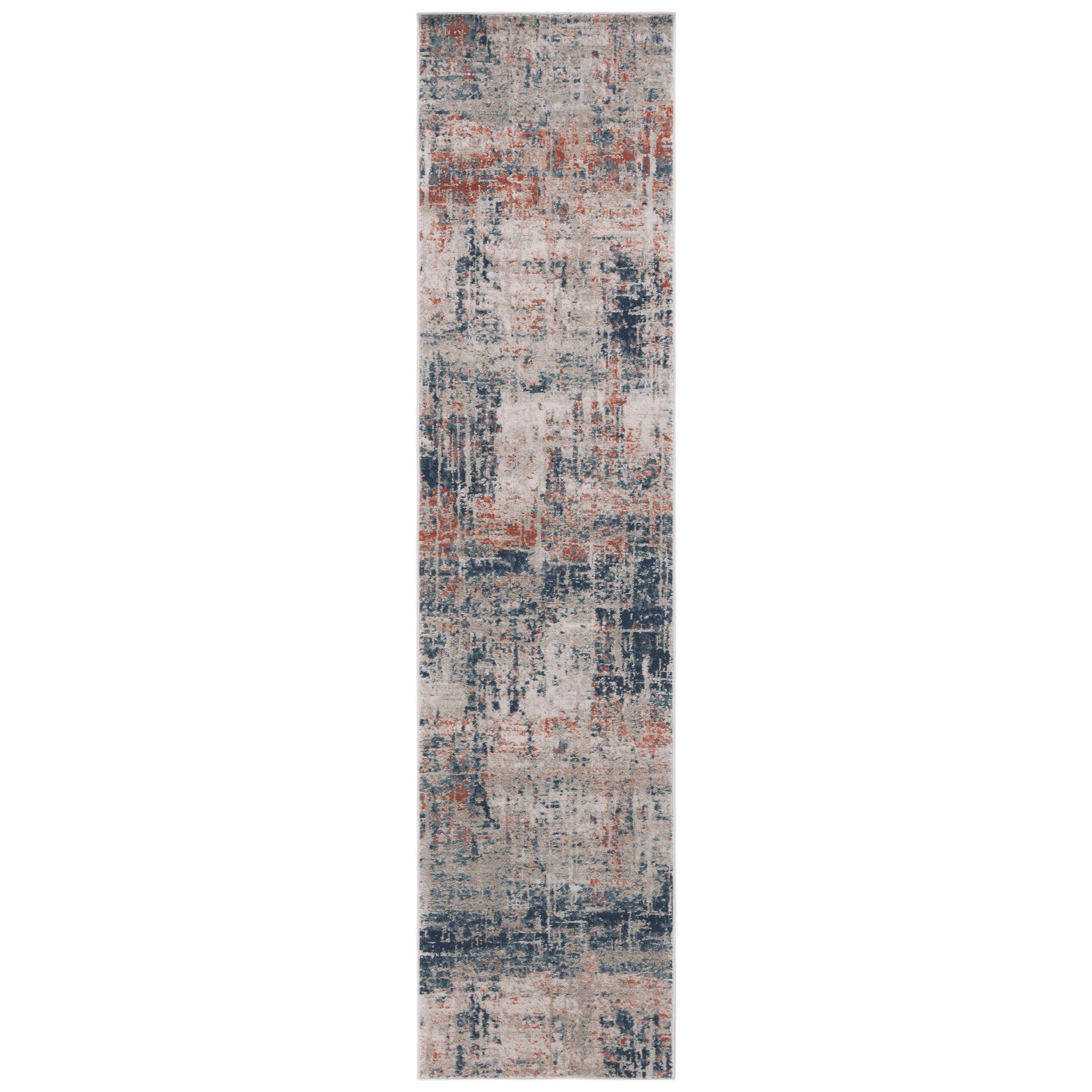 17 Stories Kristeen Abstract Blue/Gray/Rust Area Rug | Wayfair