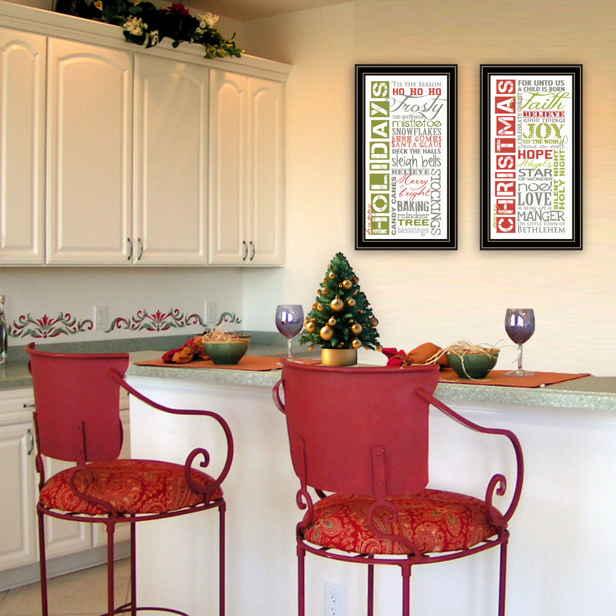 Trinx 2- Piece Vignette Happy HolidaysWall Art for Living Room, Bedroom ...