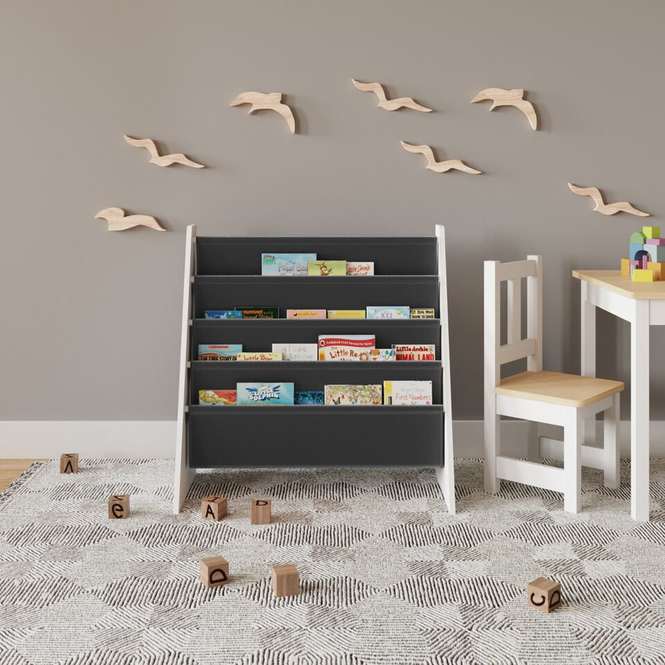 Isabelle & Max 4-Tier Kids Children MDF & Fabric Display Bookshelf ...