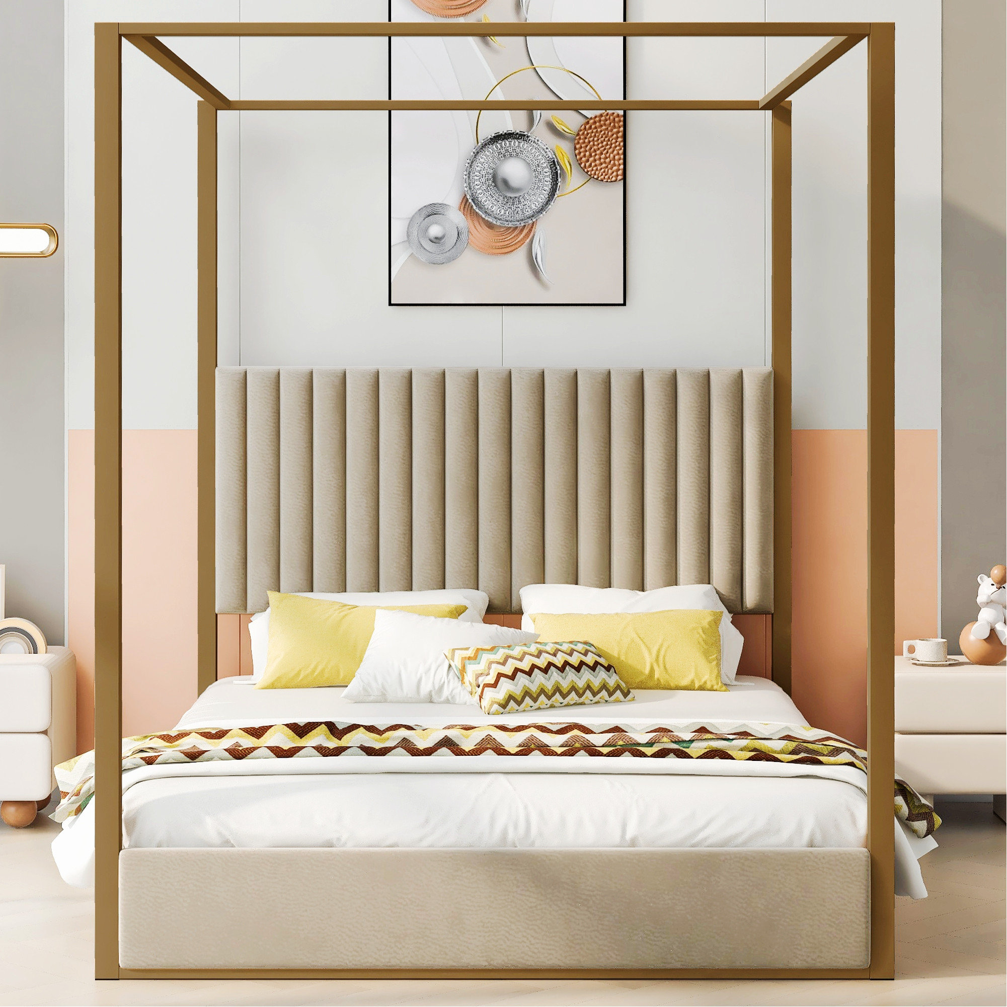 Mercer41 Veronika Upholstered Canopy Bed Wayfair