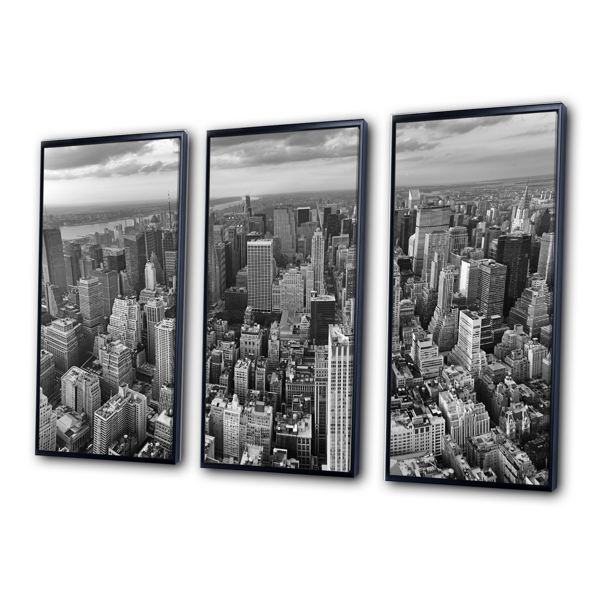 Ebern Designs Panoramic Aerial View of Manhattan - 3 Piece Floater ...