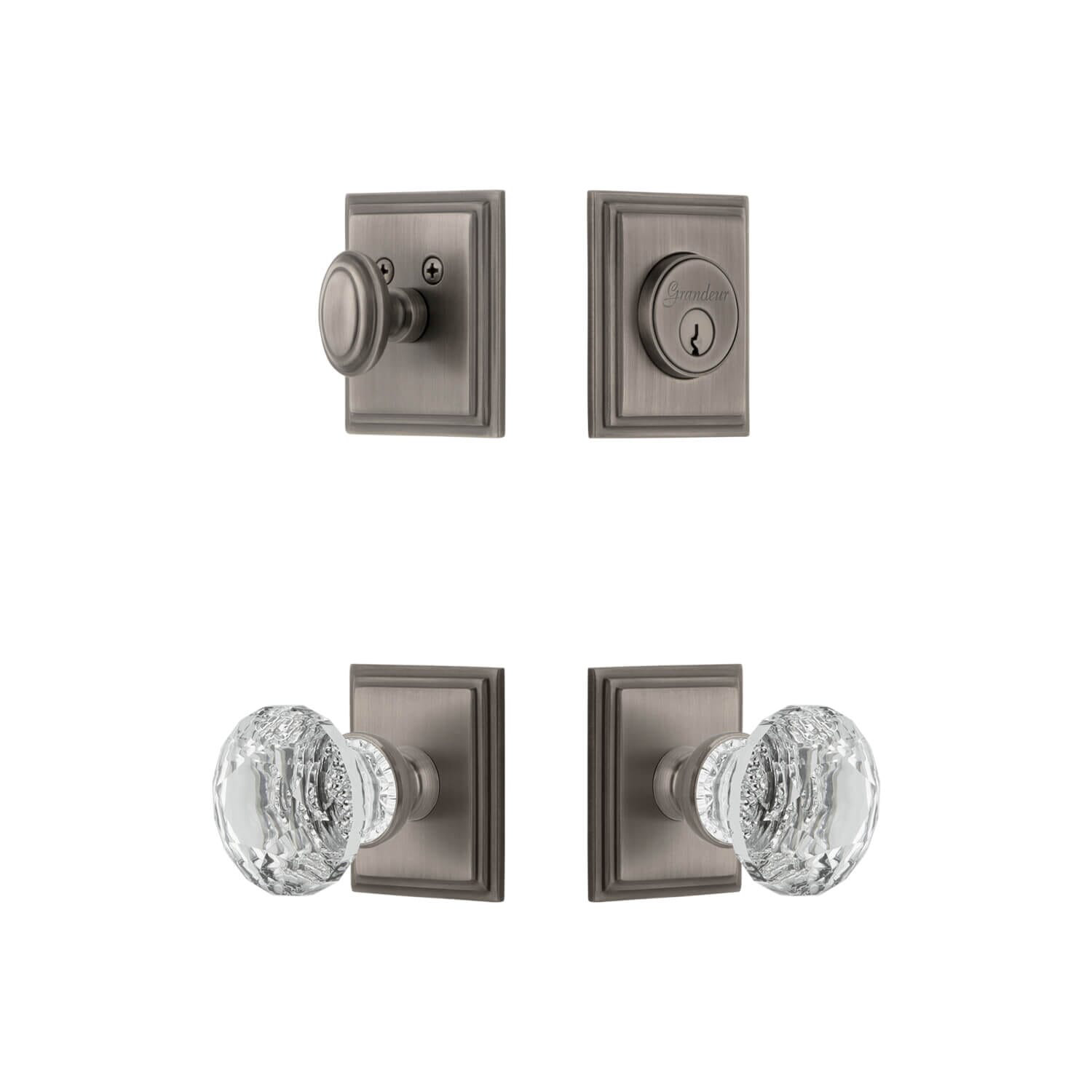 Grandeur Carre Square Rosette Complete Entry Set with Single Cylinder ...