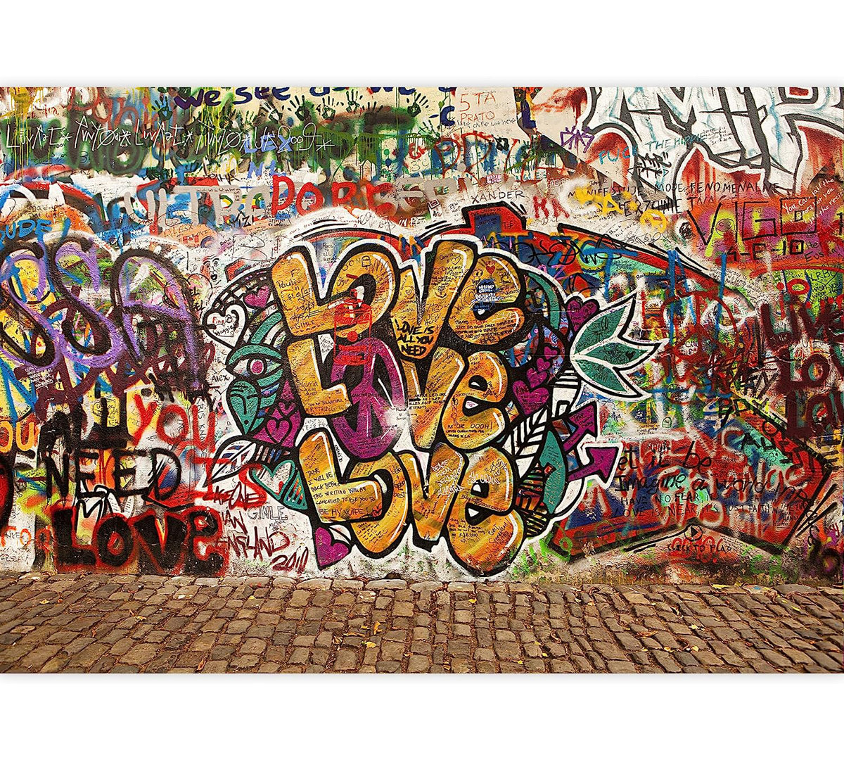 IDEA4WALL Vibrant Graffi Street Paint Peel & Stick Abstract Wallpaper ...