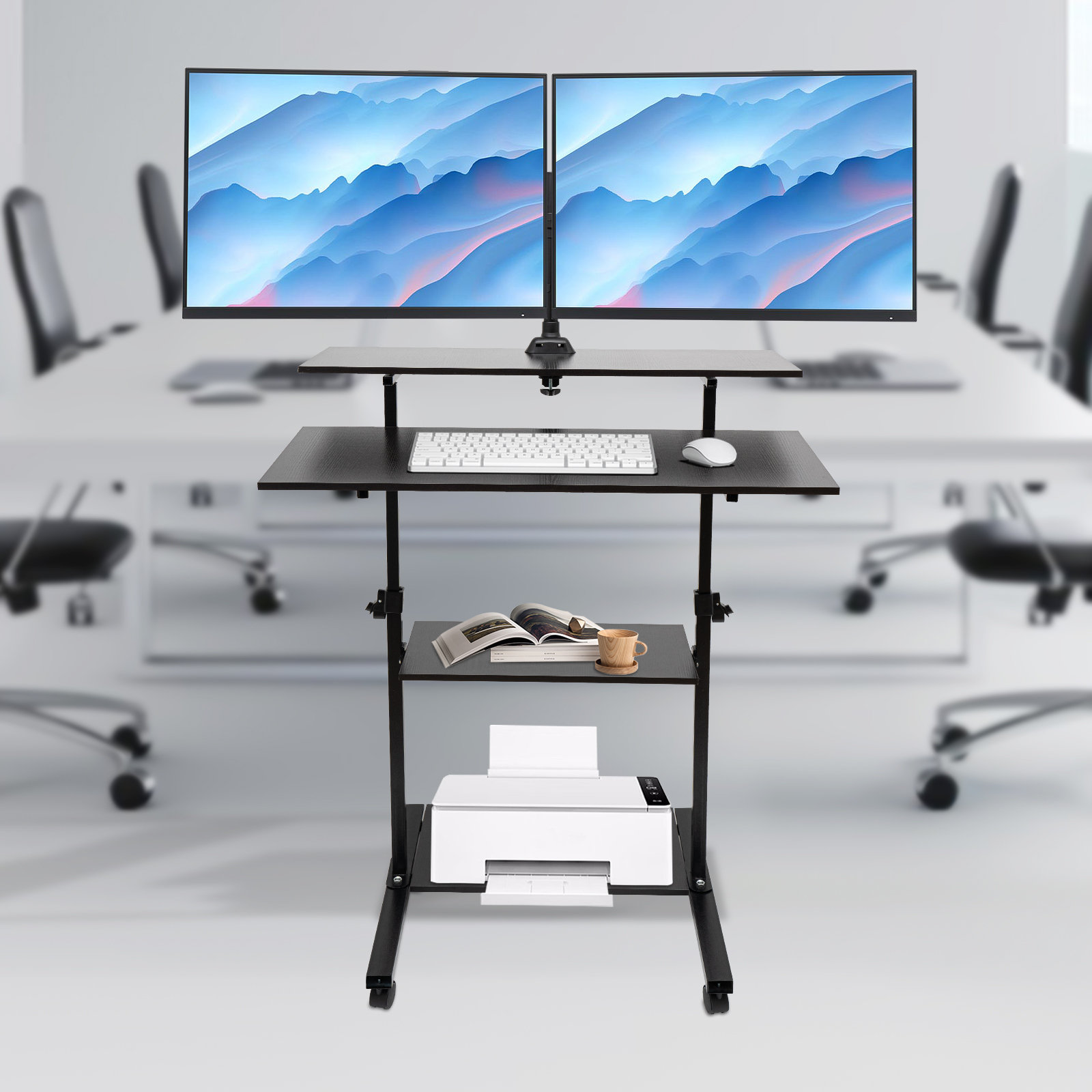 Ebern Designs Kimora 16'' W Height Adjustable Square Standing Desk ...