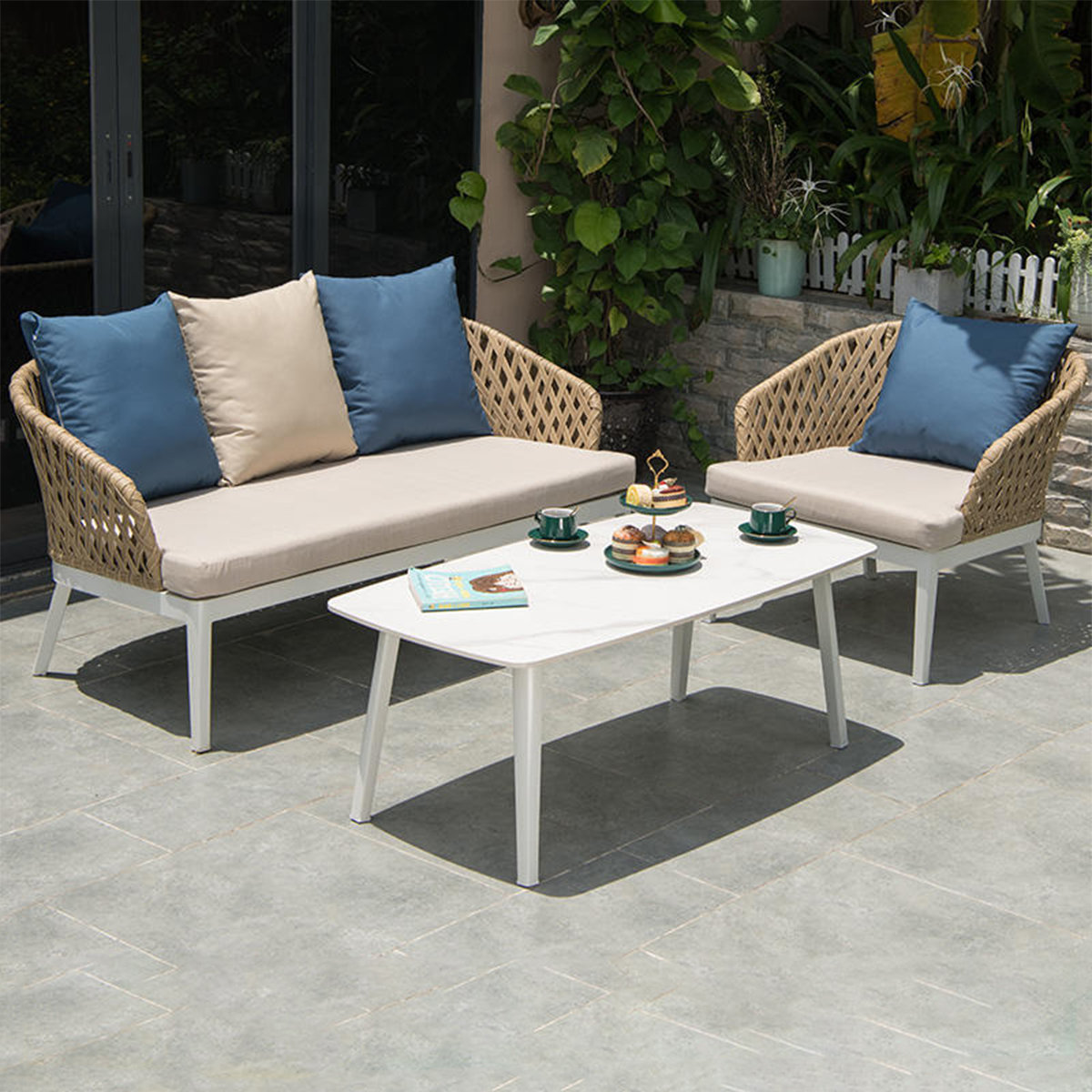 Corrigan Studio® Niyaz Outdoor rattan sofa fast sun bearing strong ...