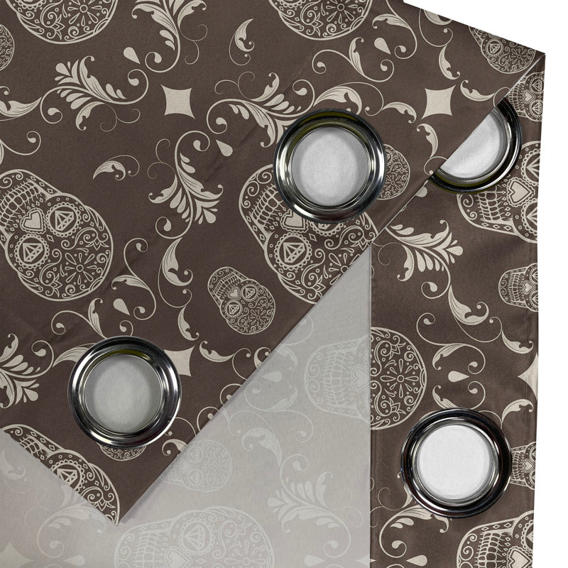 Astoria Grand Gothic Grommet Curtain Retro Rococo Skull Pattern Pale ...