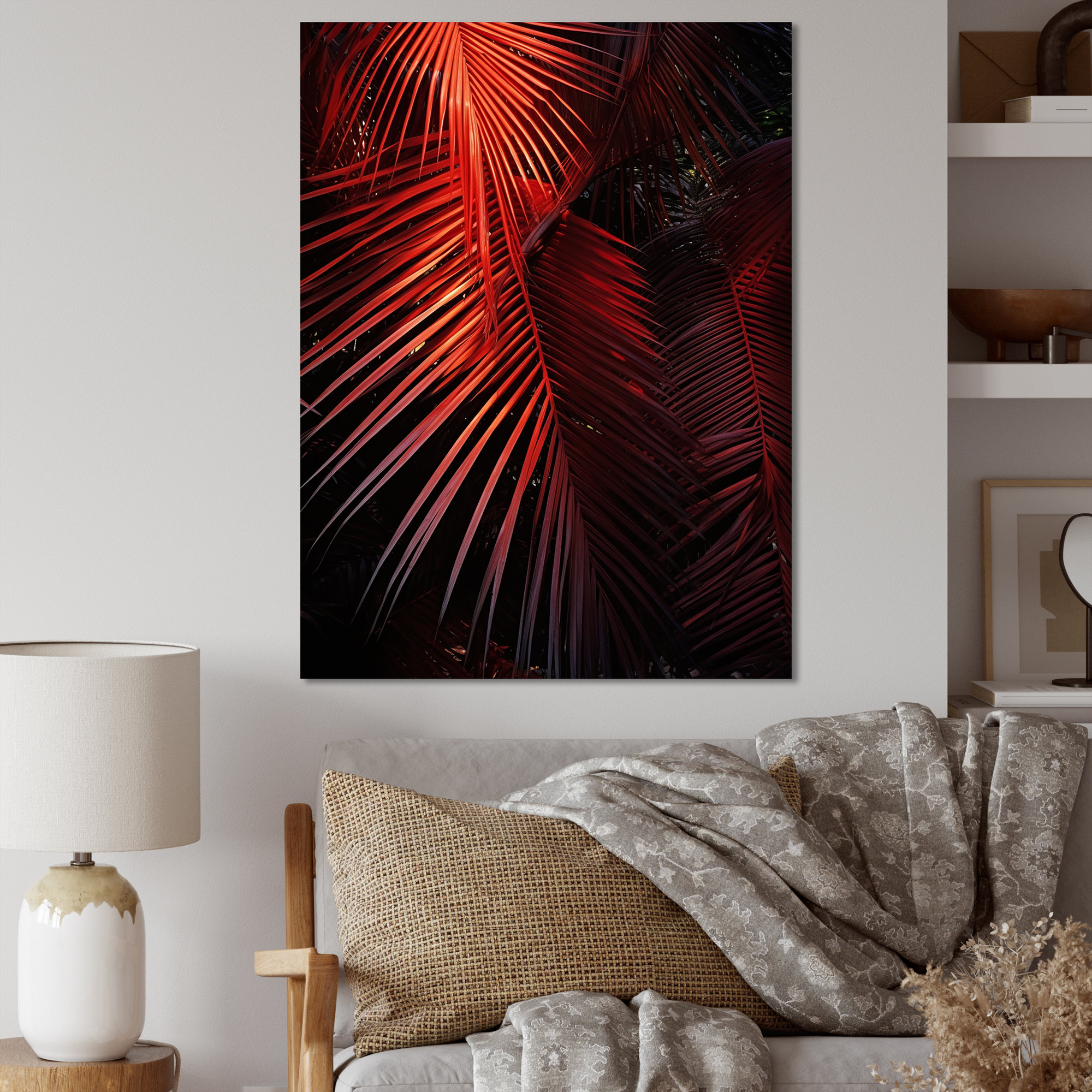 Design Art Monochrome Red Plams Photo I - Palms & Palm Trees Wall Decor ...