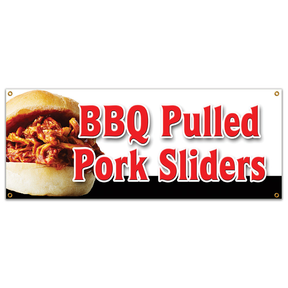 SignMission BBQ PULLED PORK SLIDERS BANNER SIGN Barbeque Bar-B-Que ...