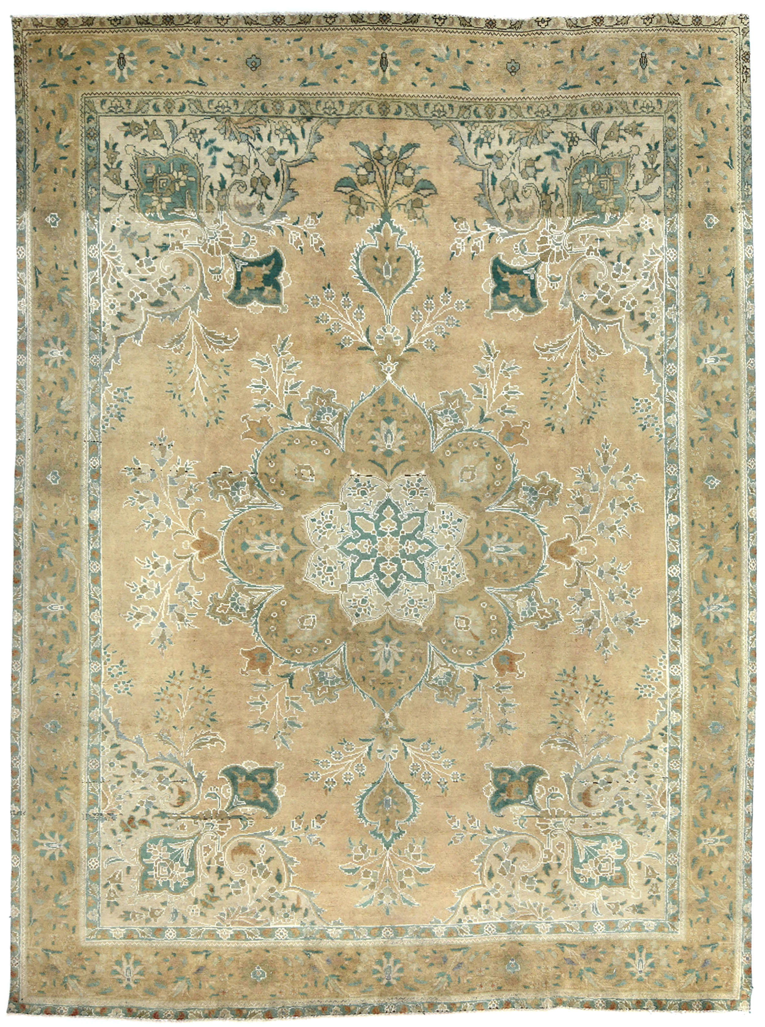 ADMINRUGS Semi Antique Muted Floral 10X13 Handmade Distressed Vintage ...