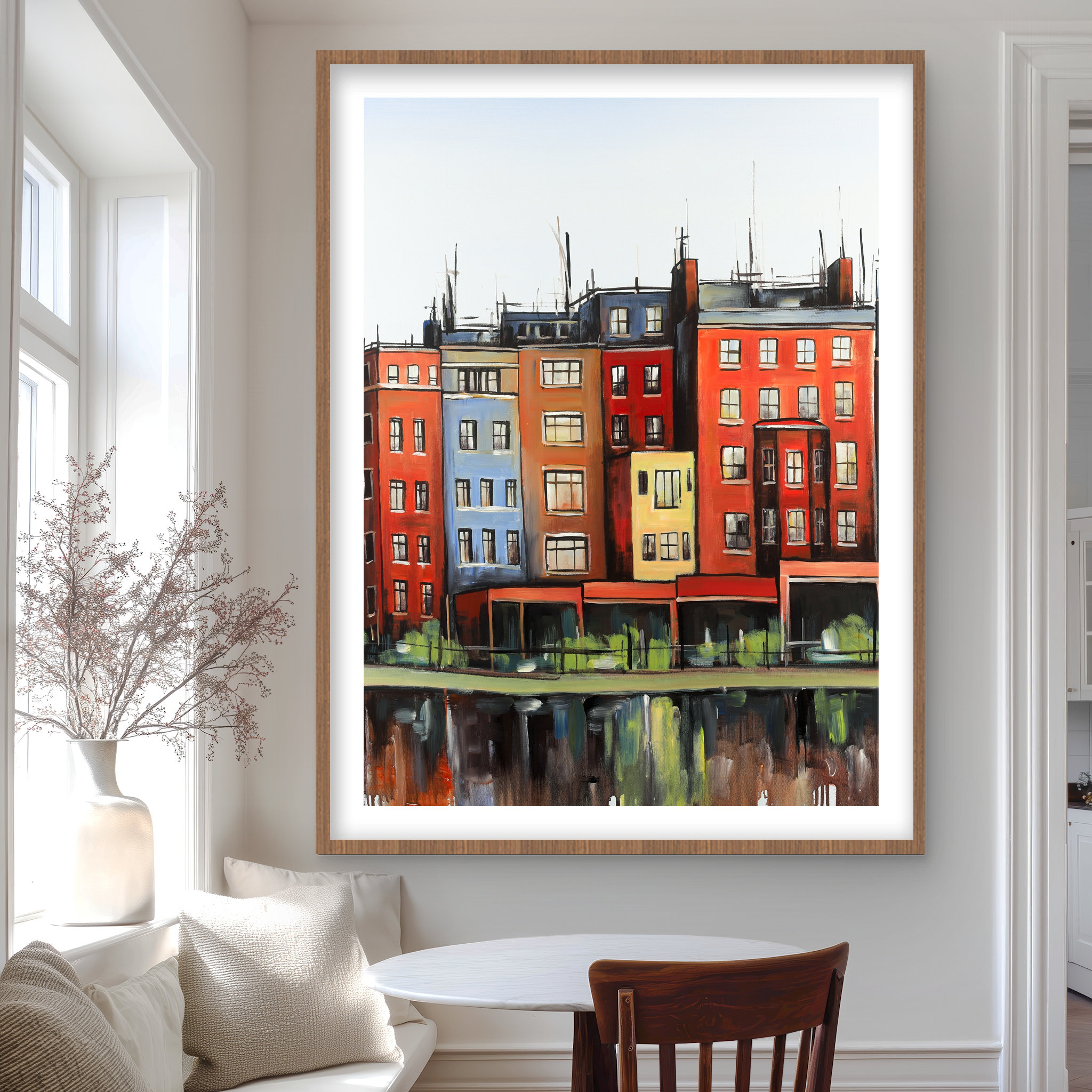 Lark Manor™ Boston Fall Colors Buildings - Orange Building Matted Print ...
