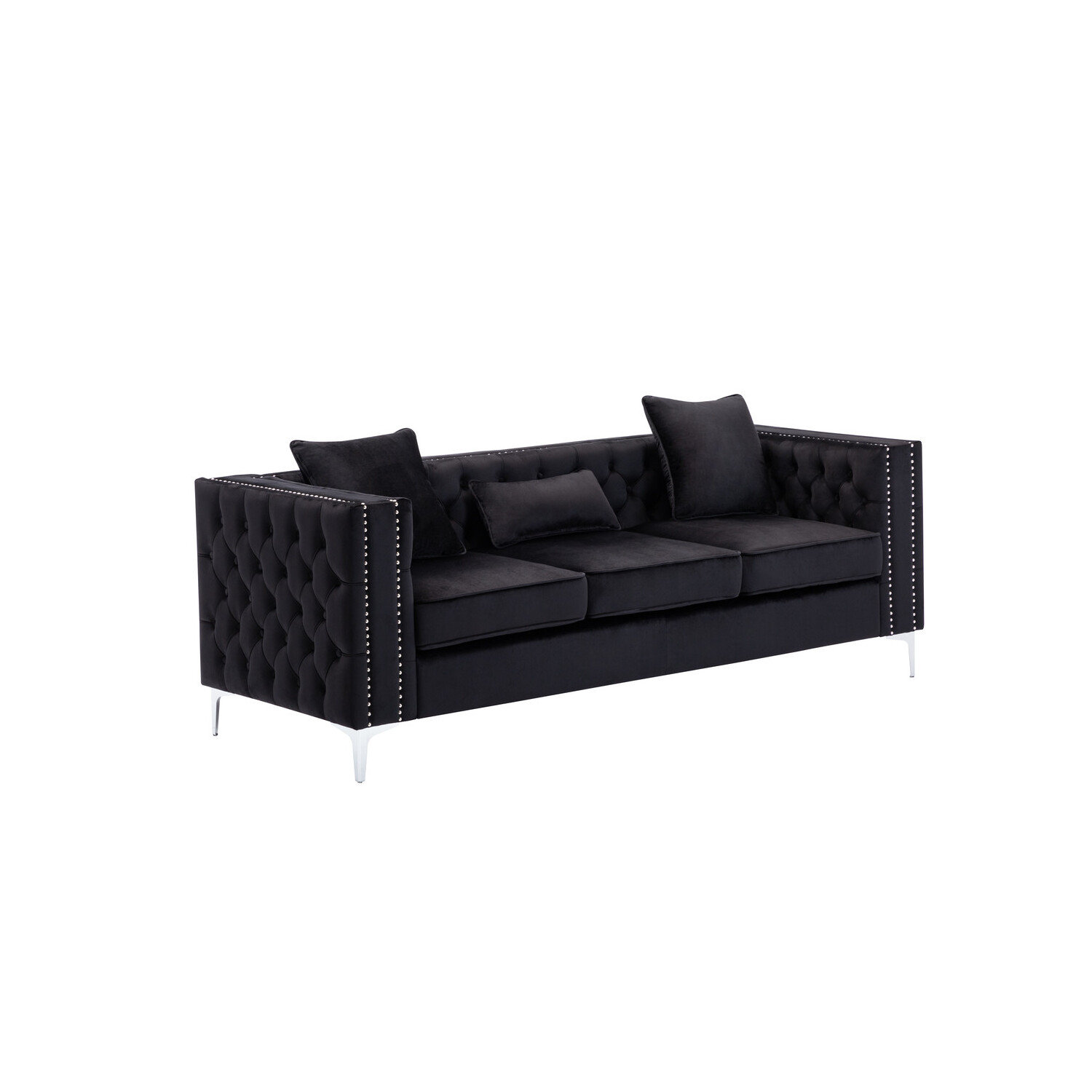 Everly Quinn Charcoal Black Solid Velvet Modern Style Sofa - Wayfair Canada