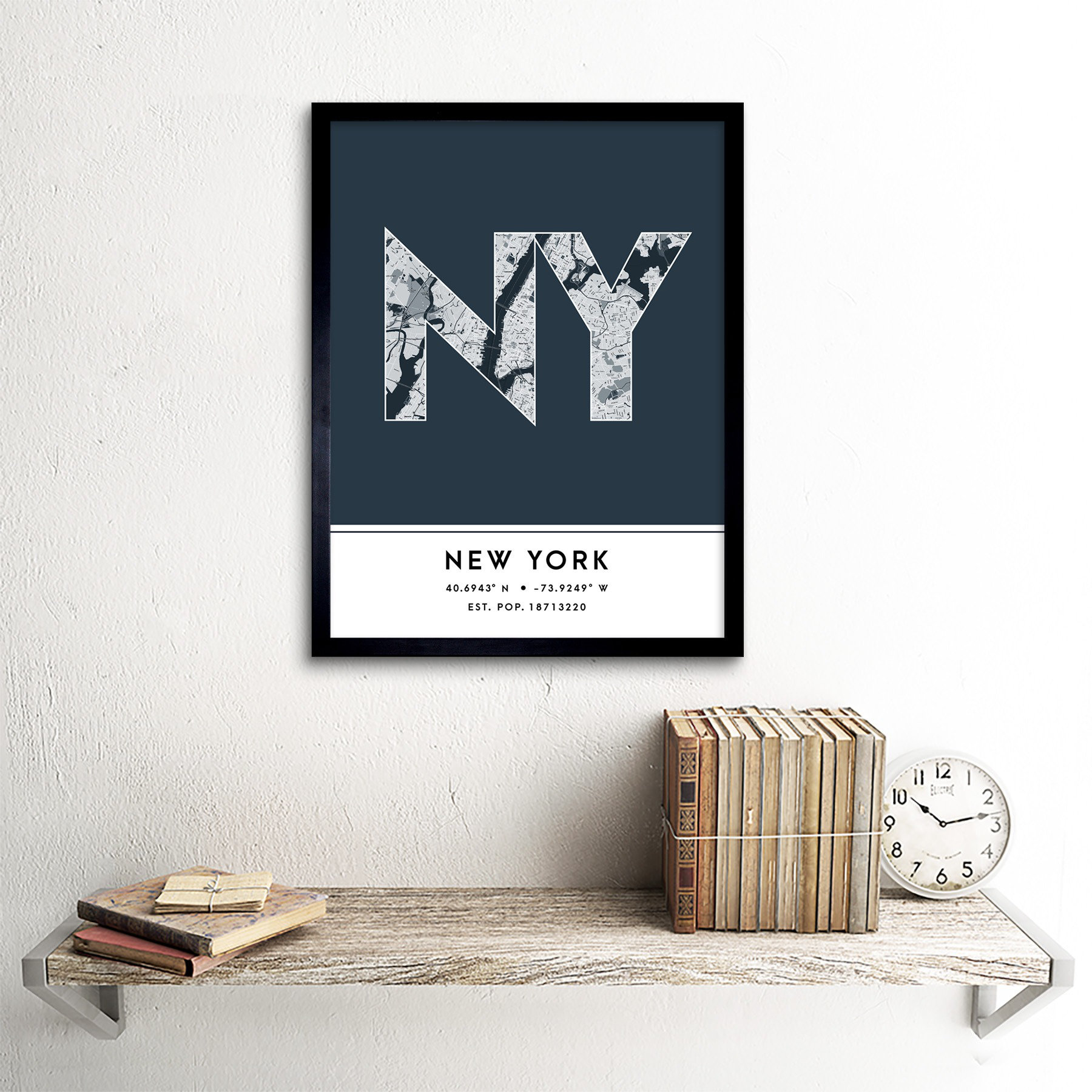 Wee Blue Coo New York NYC United States City Map Navy - Picture Frame ...