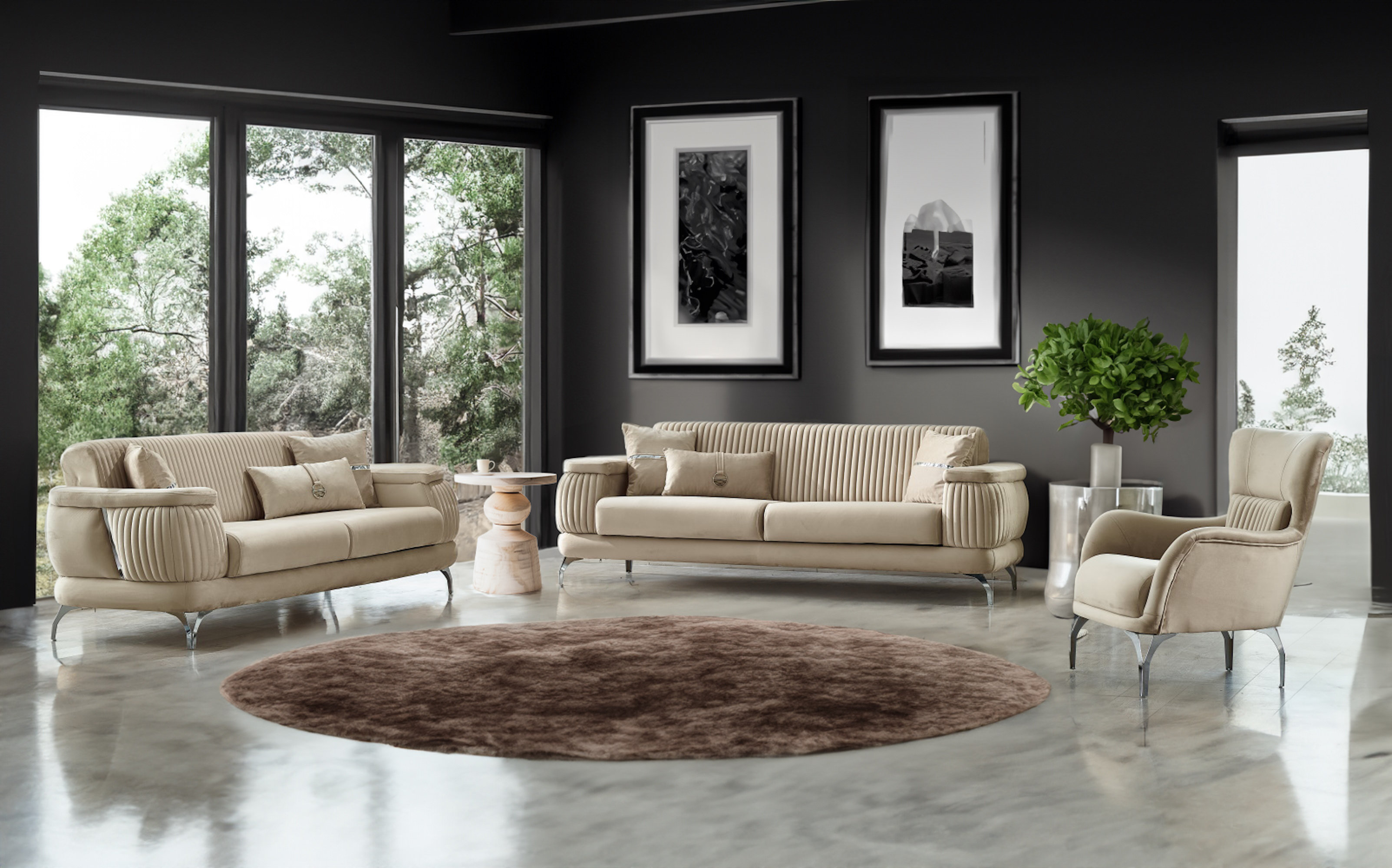 Hokku Designs Raynier 3 - Piece Velvet Living Room Set - Wayfair Canada