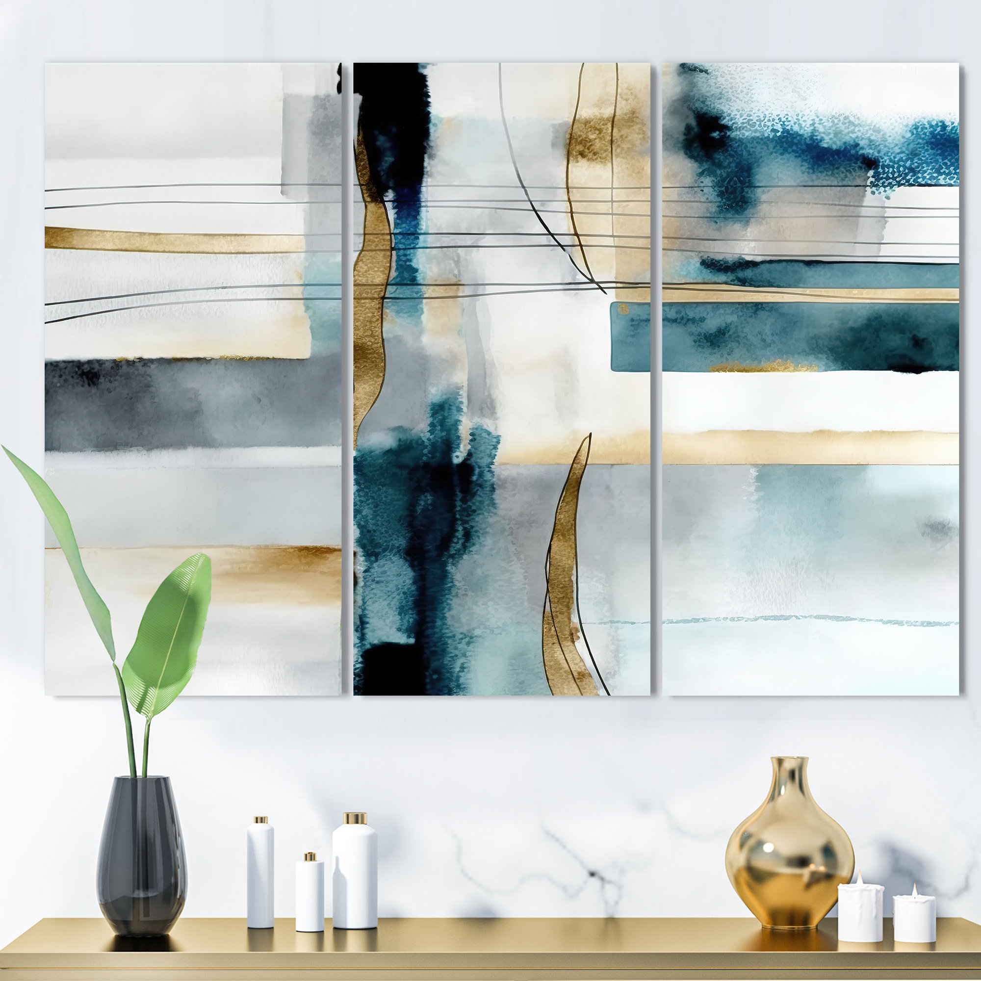 Design Art Abstract Transitional Modern Shapes IV - Animals Canvas Wall ...