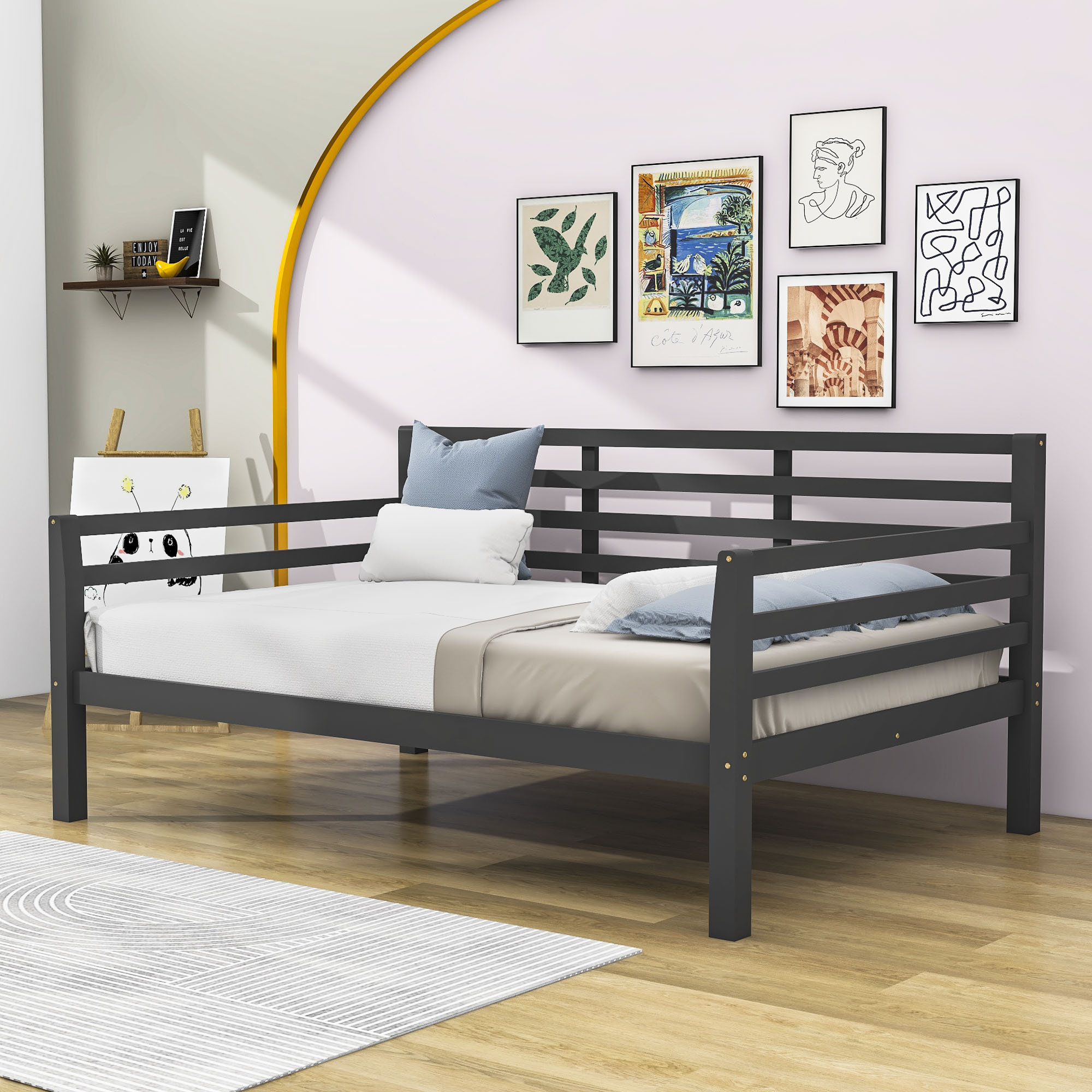 Harriet Bee Haxhire Full Size Wooden Daybed with Legs | Wayfair