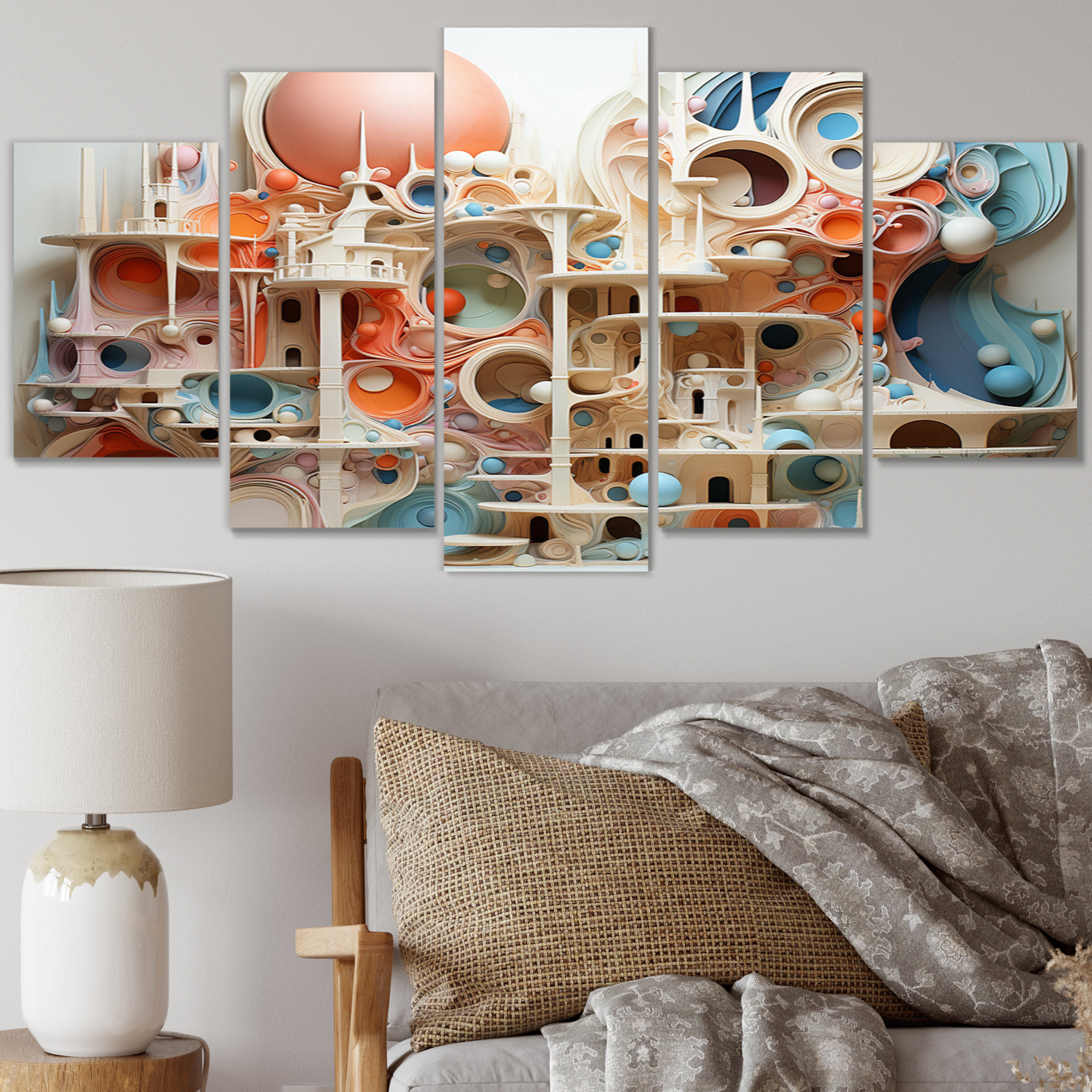 Ivy Bronx Pastel Dreamy Diorama - Abstract Collages Metal Wall Art ...