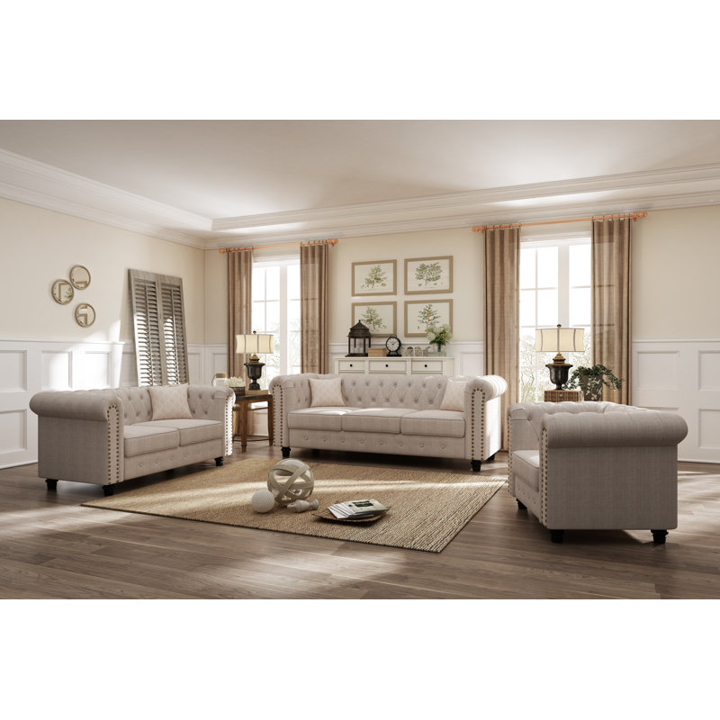 Canora Grey Gilles 82" Linen Rolled Arm Upholstered Sofa & Reviews ...