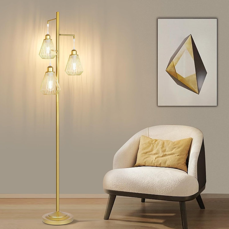 Mercer41 Romella 68'' Gold Tree Floor Lamp | Wayfair