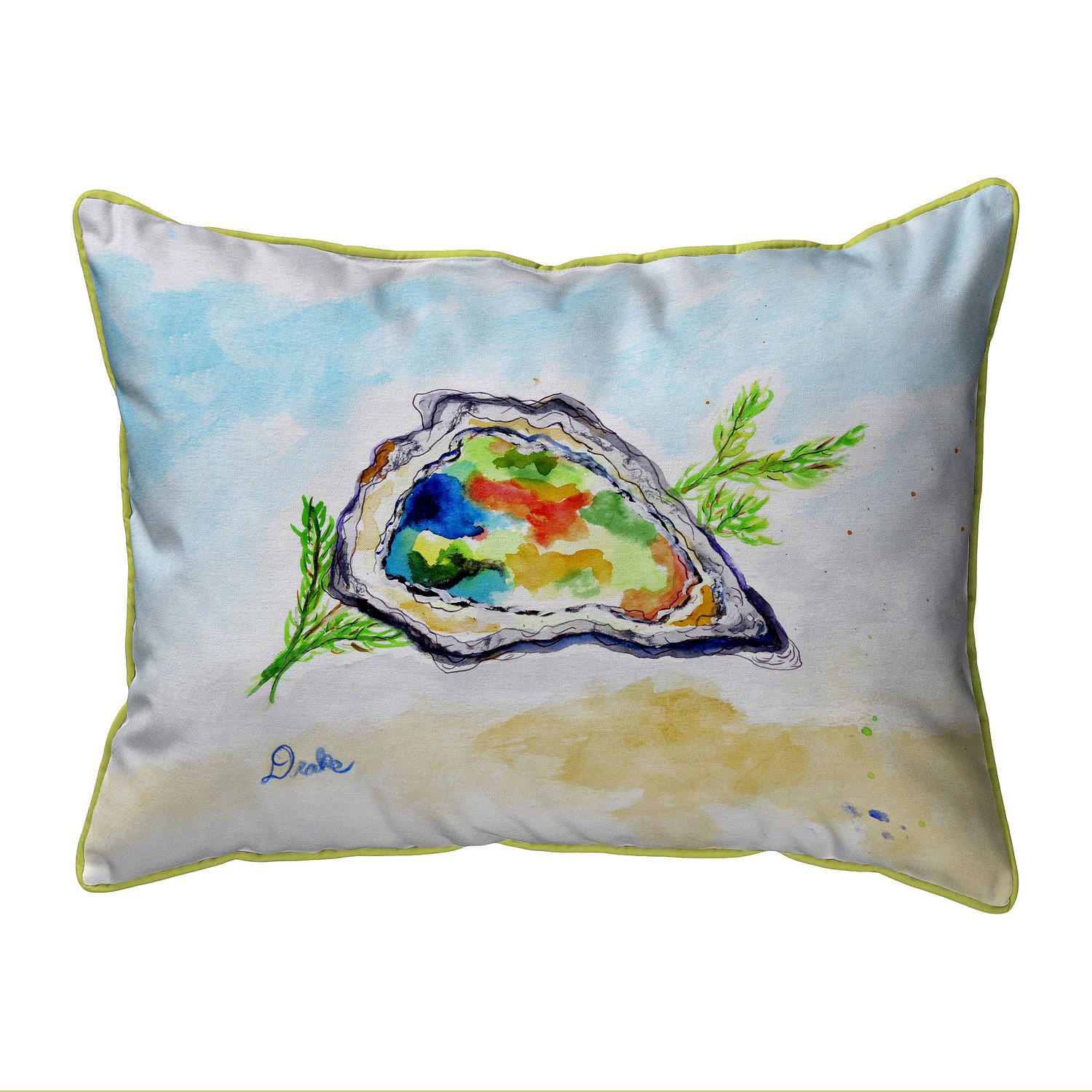 Betsy Drake Interiors Oyster Zippered Indoor / Outdoor Rectangular ...
