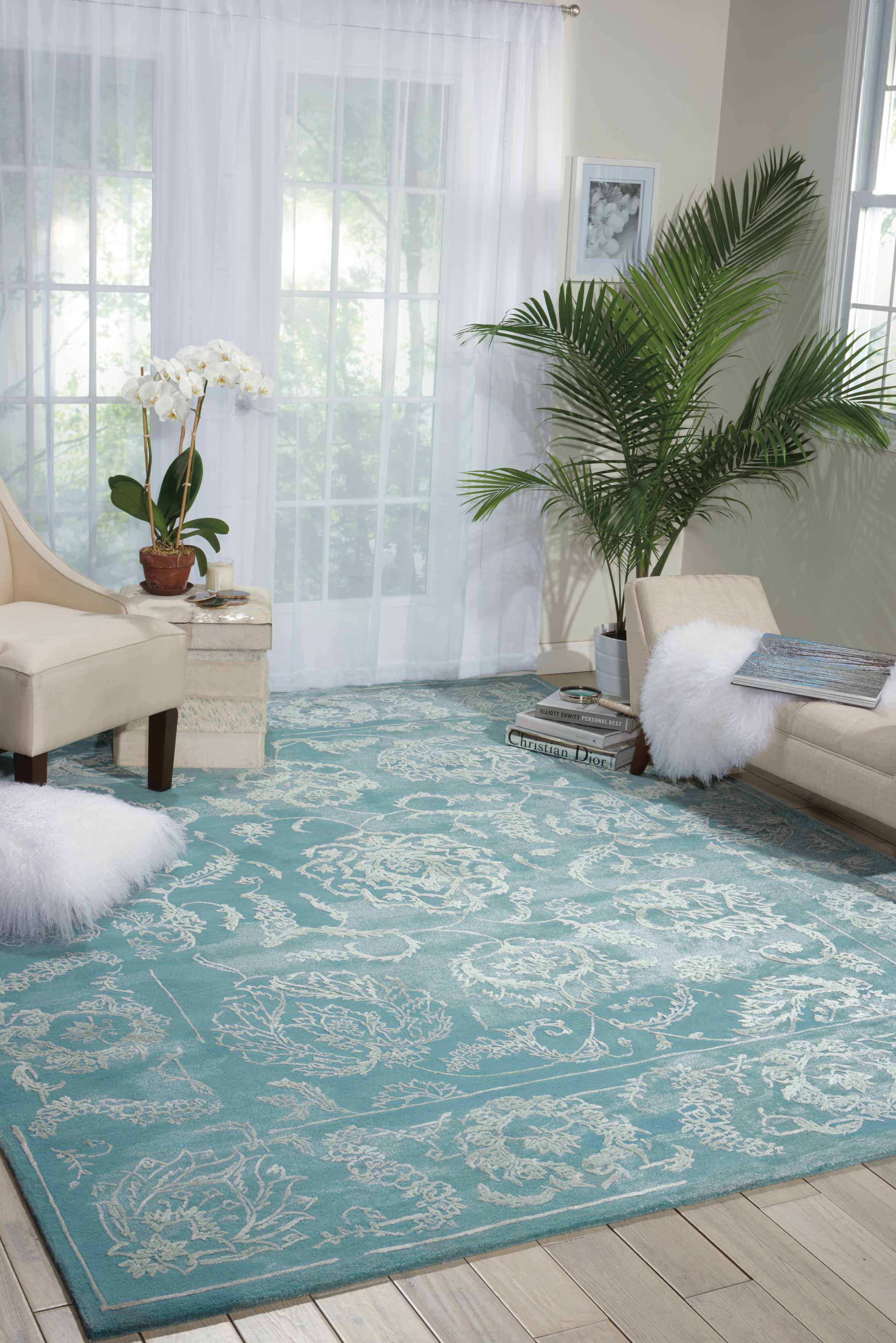 Canora Grey Keimora Collection Contemporary Damask Area Rug Aqua 3'9" X ...