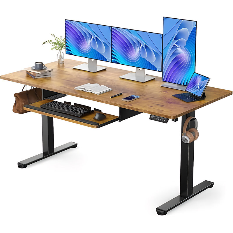 Wrought Studio Electric Standing Desk With Keyboard Tray, Memory Height ...