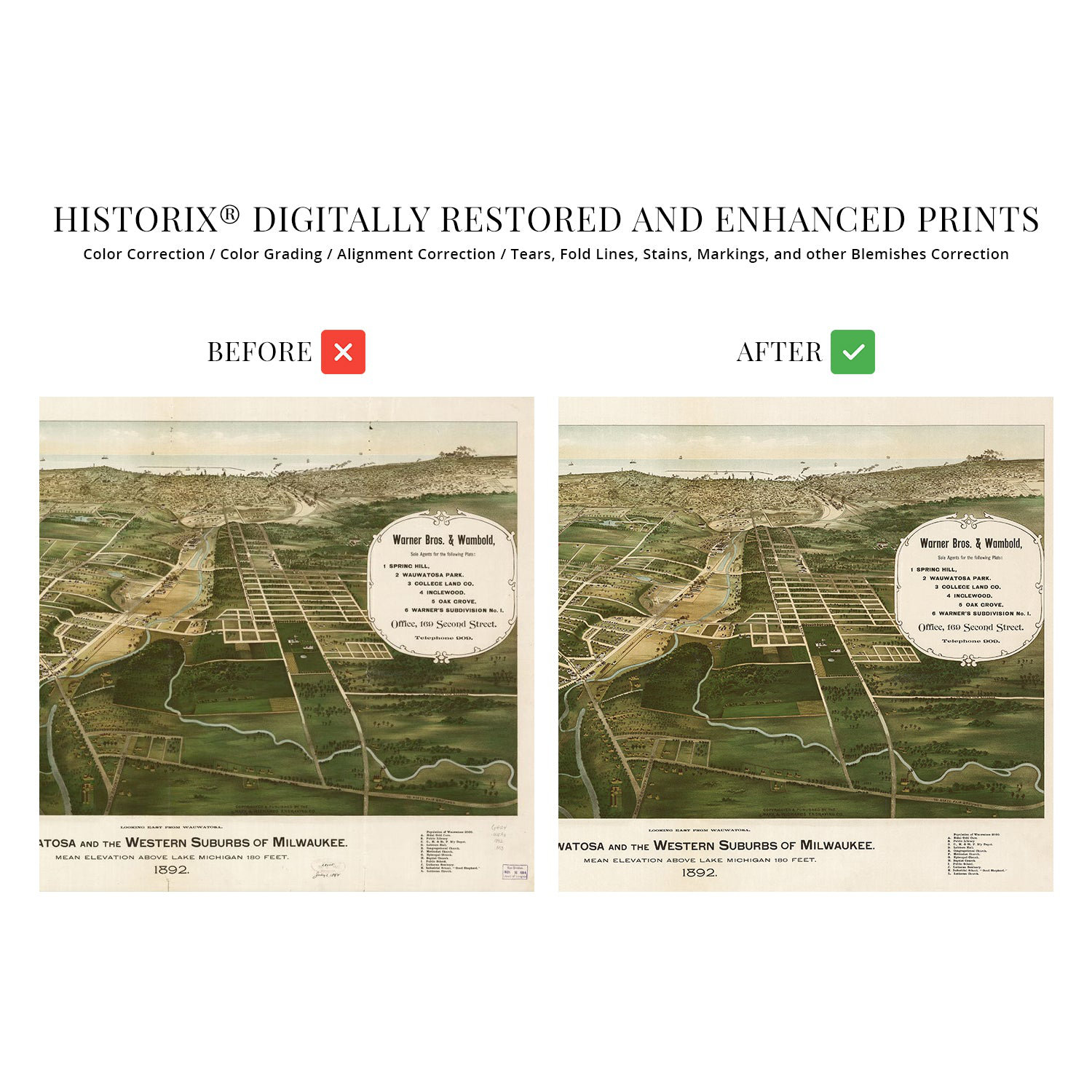 HISTORIC PRINTS " 1892 Wauwatosa Wisconsin Map " | Wayfair