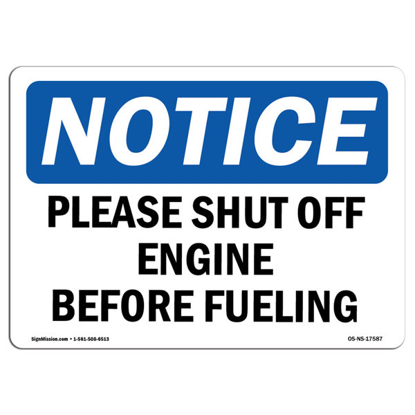 SignMission Please Shut Off Engine Before Fueling Sign | Wayfair