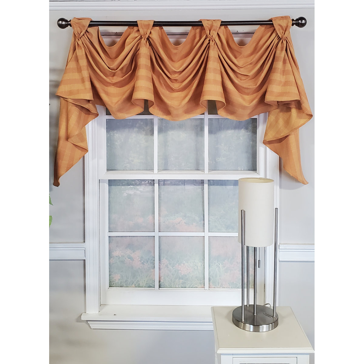 RLF Home Striped Swag 50'' W Window Valance | Wayfair