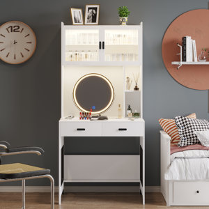 Latitude Run® Berwaldt 31.5'' W Rectangle Computer Desk with Hutch and ...