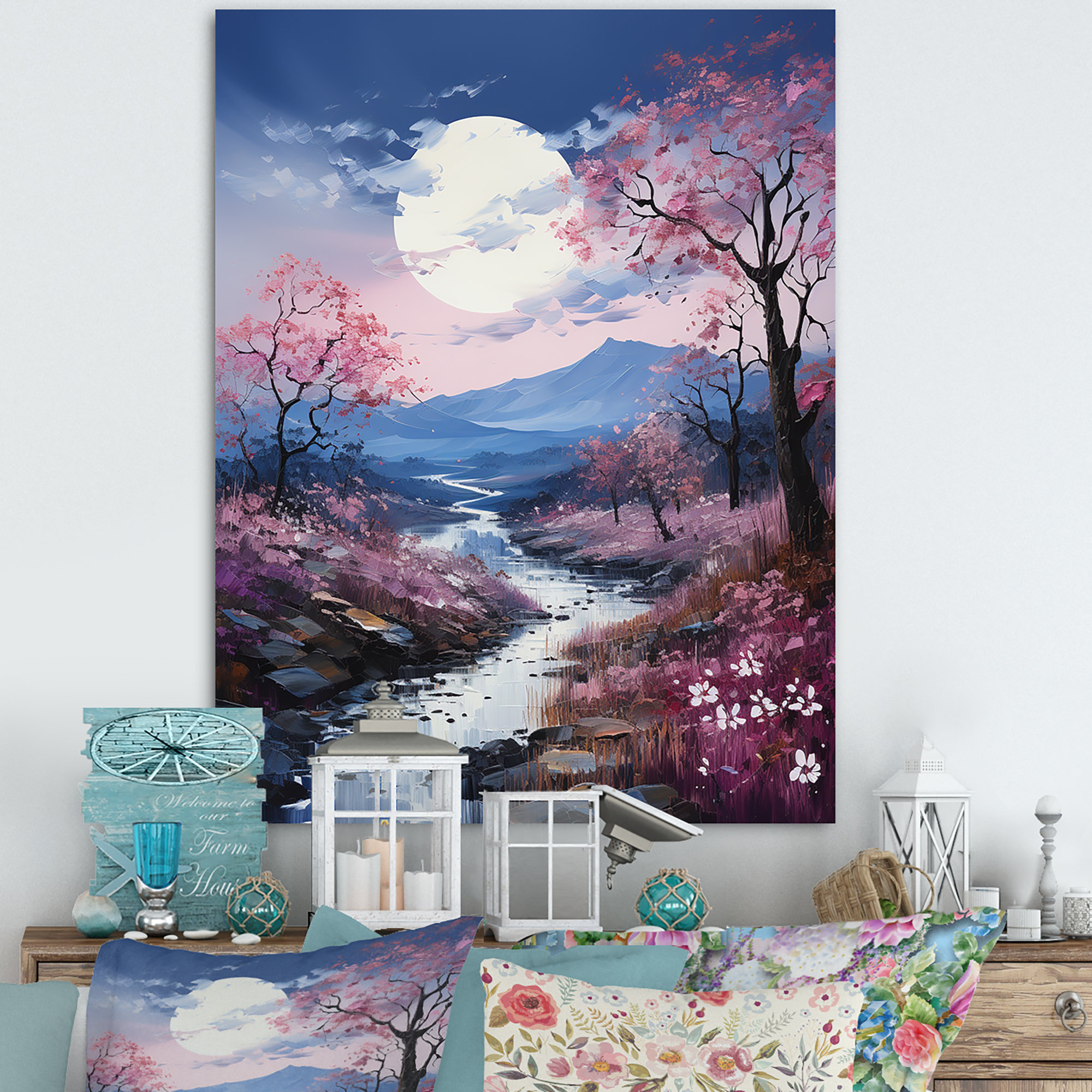 Millwood Pines Pink Trees Blooming In Country Charm II On Canvas Print ...