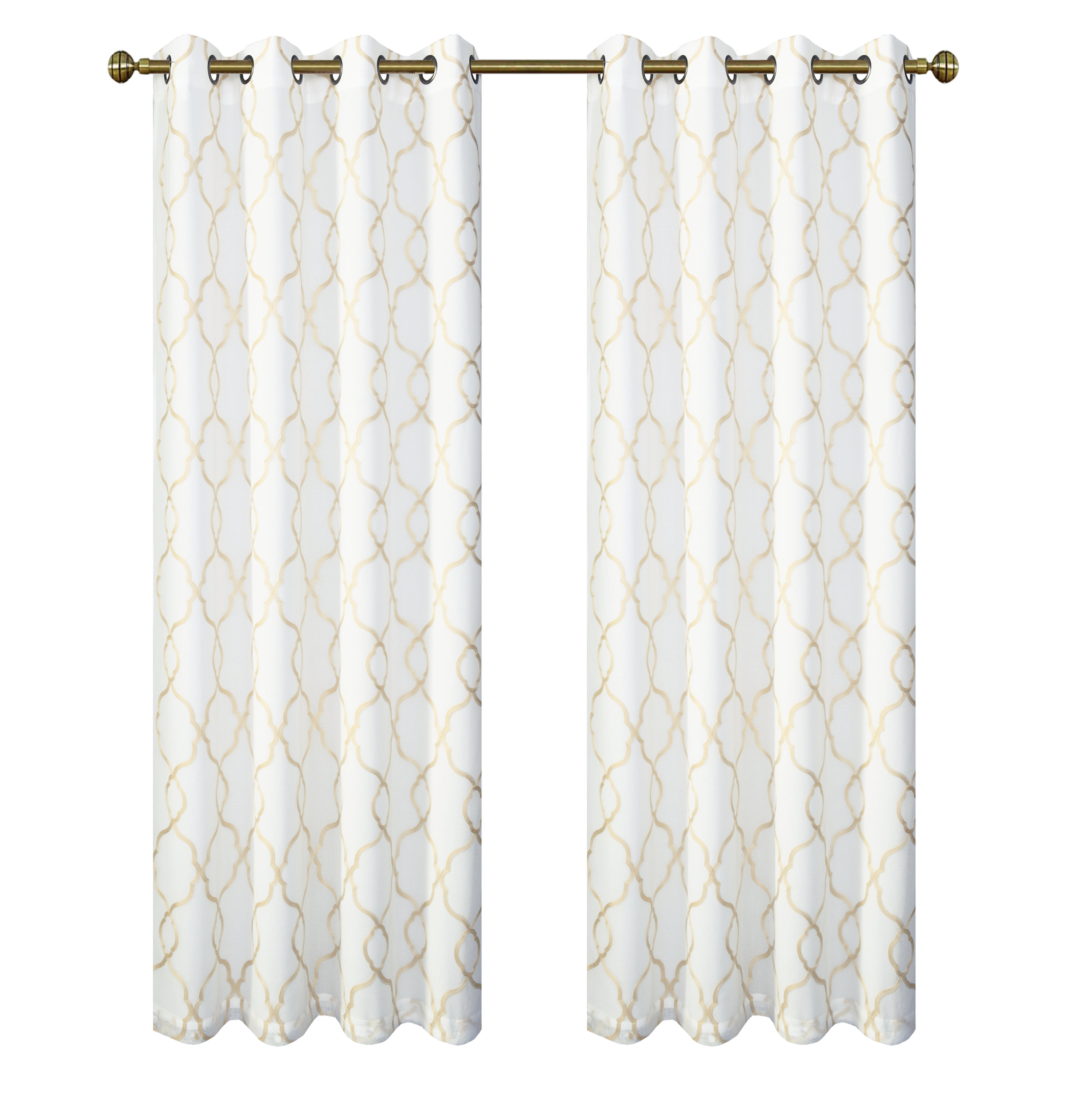 House of Hampton® Brigit Geometric Semi-Sheer Thermal Grommet Curtain ...