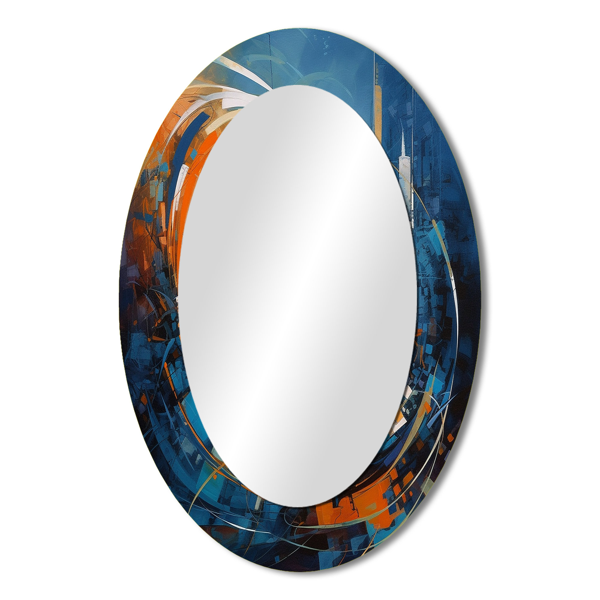 East Urban Home Orange And Blue Geometric Equilibrium IV - Blue Oval ...