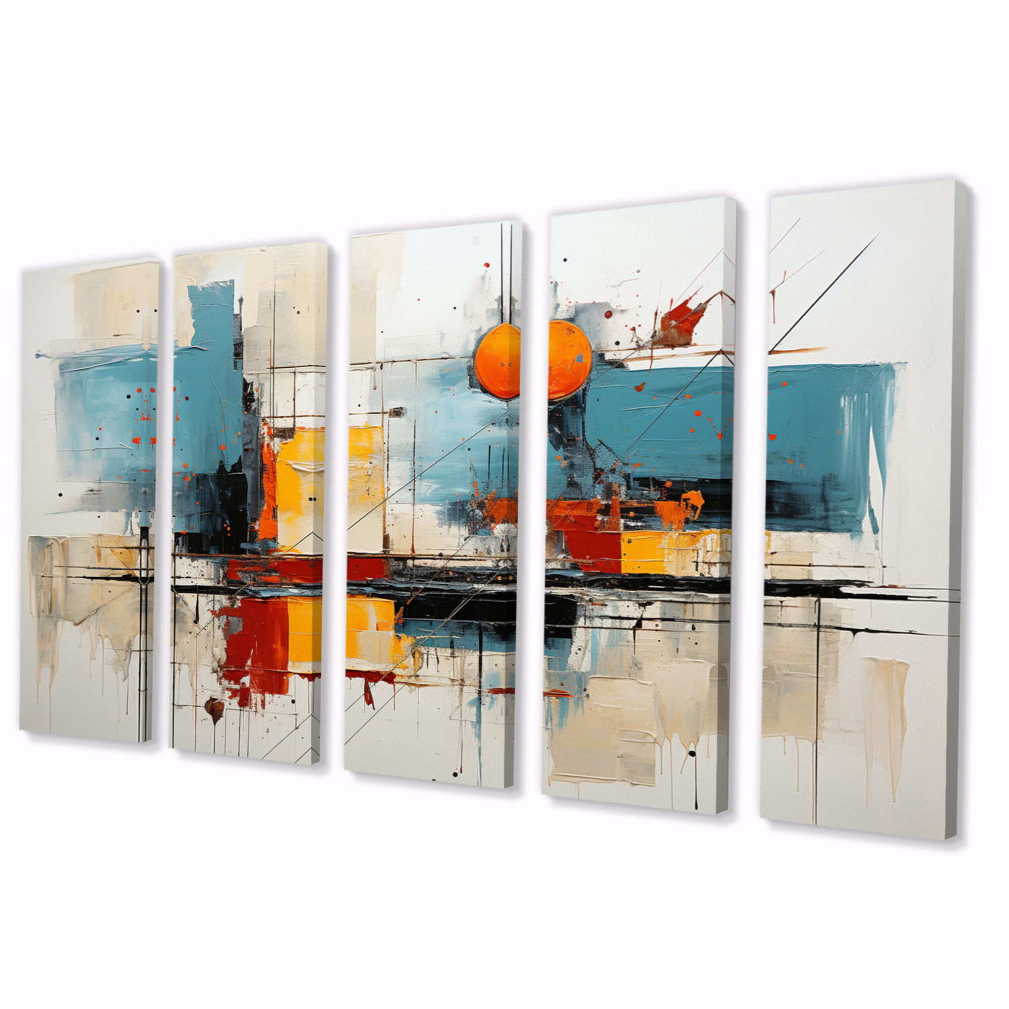 DesignArt Teal Orange Bold Flow Collage " Teal Orange Bold Flow Collage ...