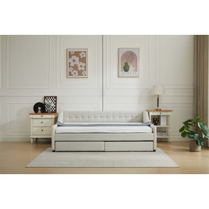 Mercer41 Daybed Corner Bed Sofa Bed With Drawers Velvet Upholstered ...