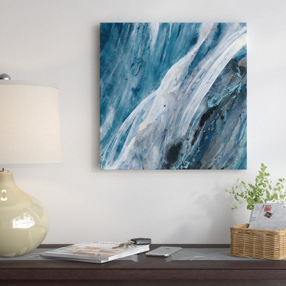 East Urban Home 'Indigo Splash' Painting Print on Canvas | Wayfair
