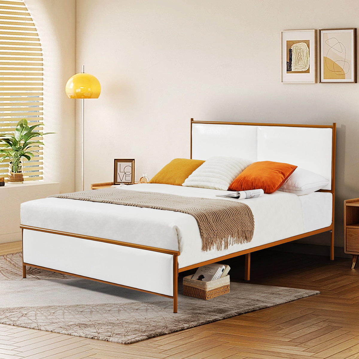 Latitude Run® Kashena Leather Bed Frame With Headboard | Wayfair