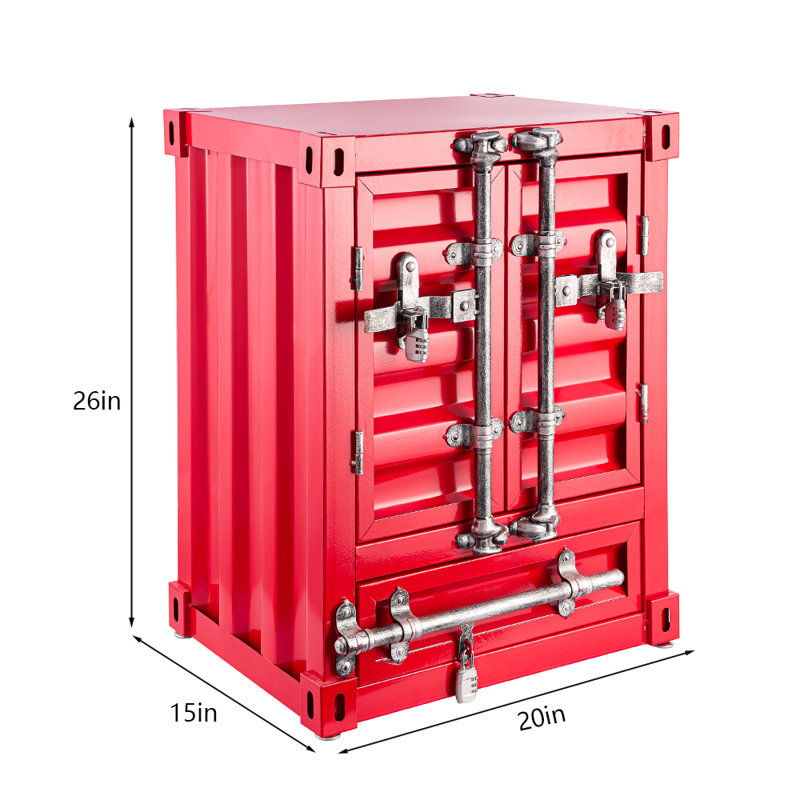 Williston Forge Industrial Iron Retro Style Container Accent Chest With ...