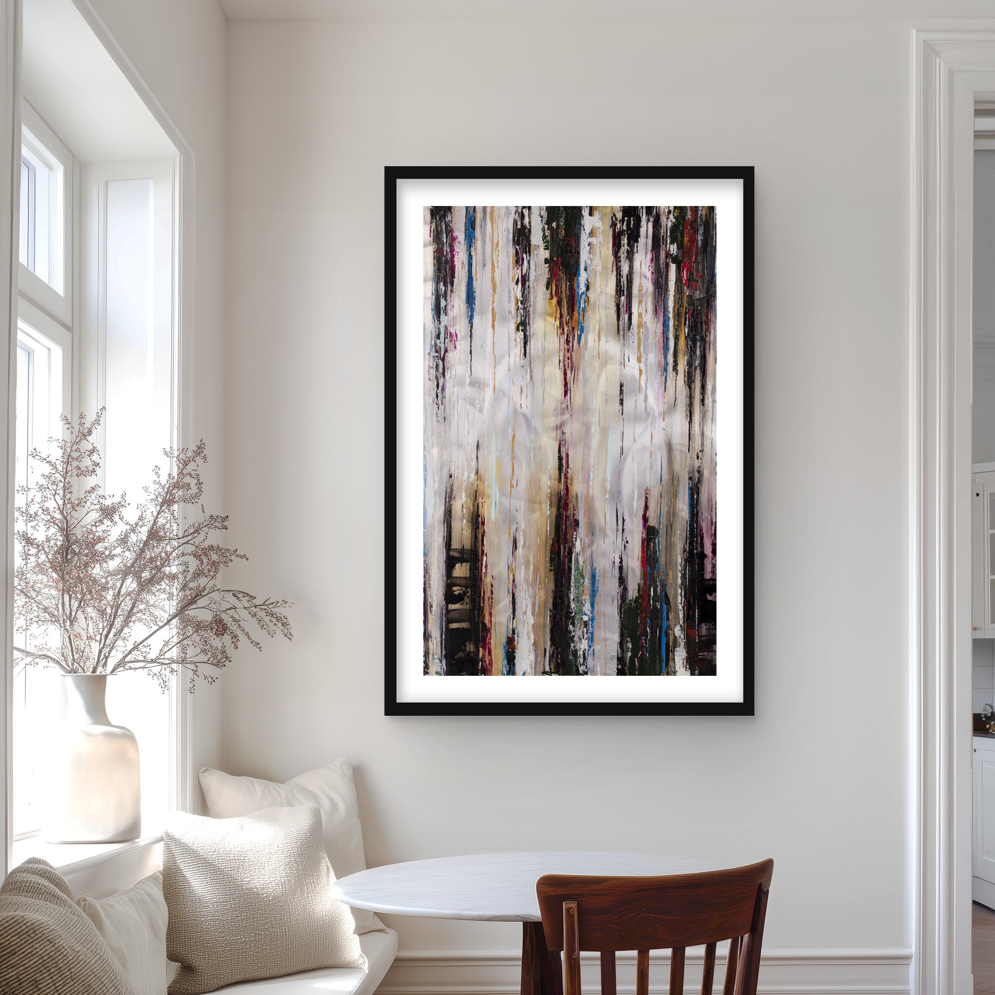Lark Manor™ Abstract Runny Paint - Shapes Black Framed Matted Print ...