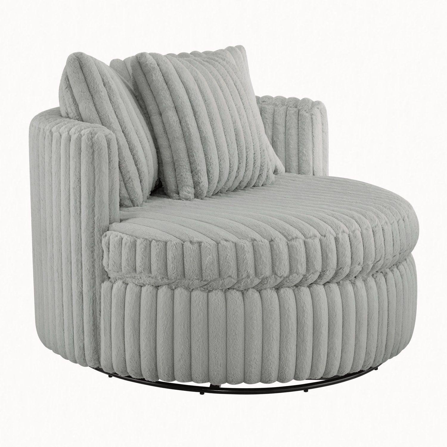 Hokku Designs Mindy Plush Wide Cord-like Oversized Swivel Barrel Chair ...